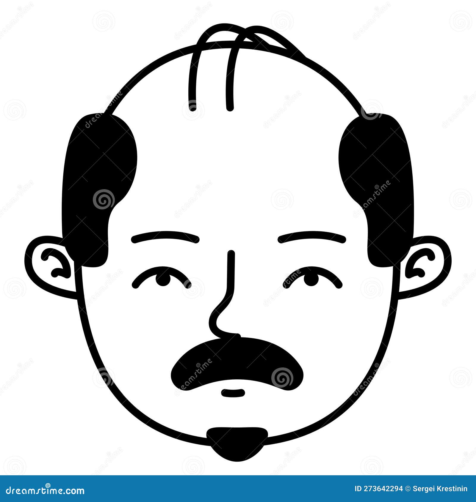 Portrait of Man with Mustache and Small Beard. Stock Illustration ...