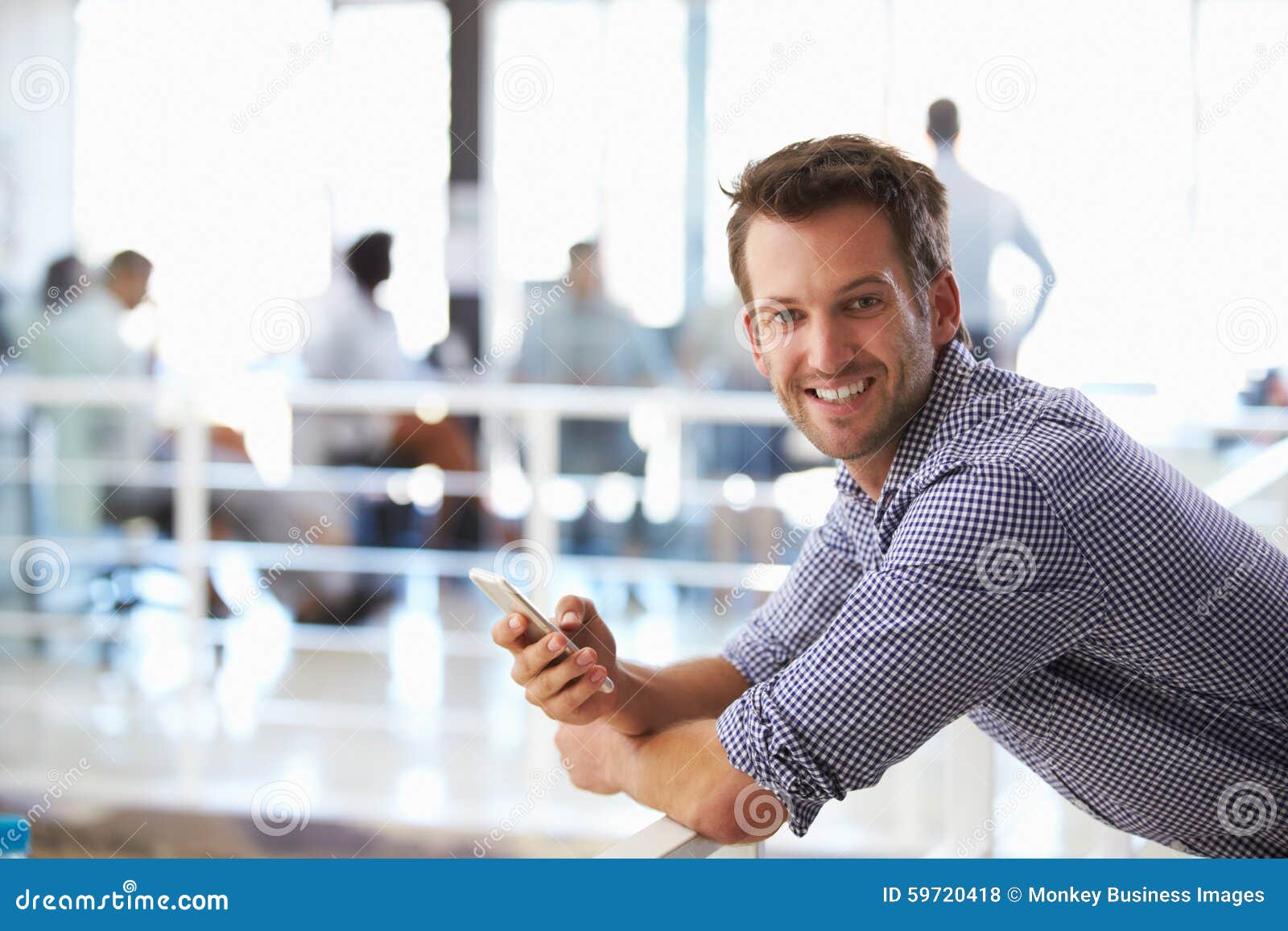 Portrait of Man in Office with Telephone Stock Photo - Image of ...