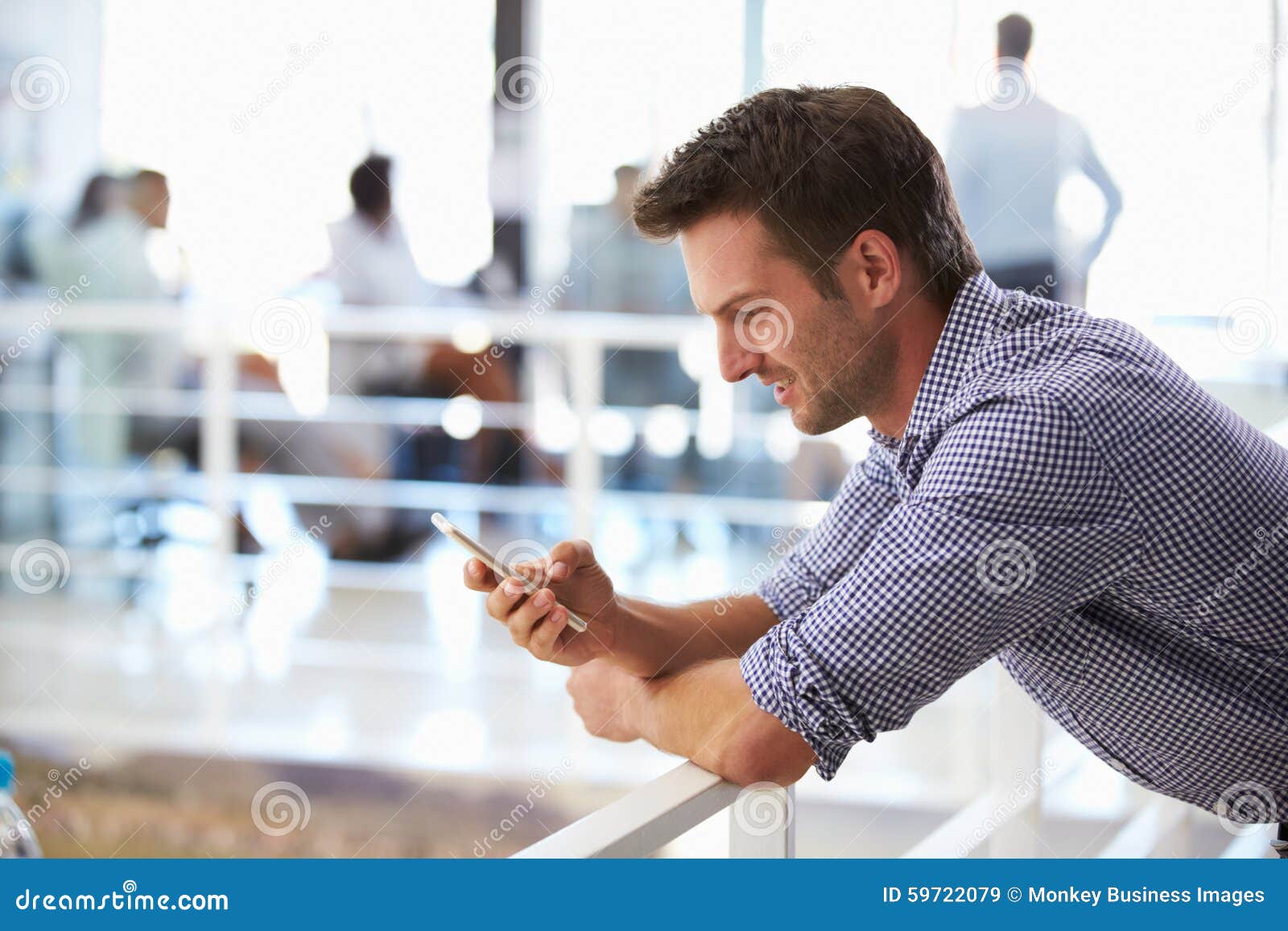 Portrait of Man in Office Using Smart Phone Stock Image - Image of ...