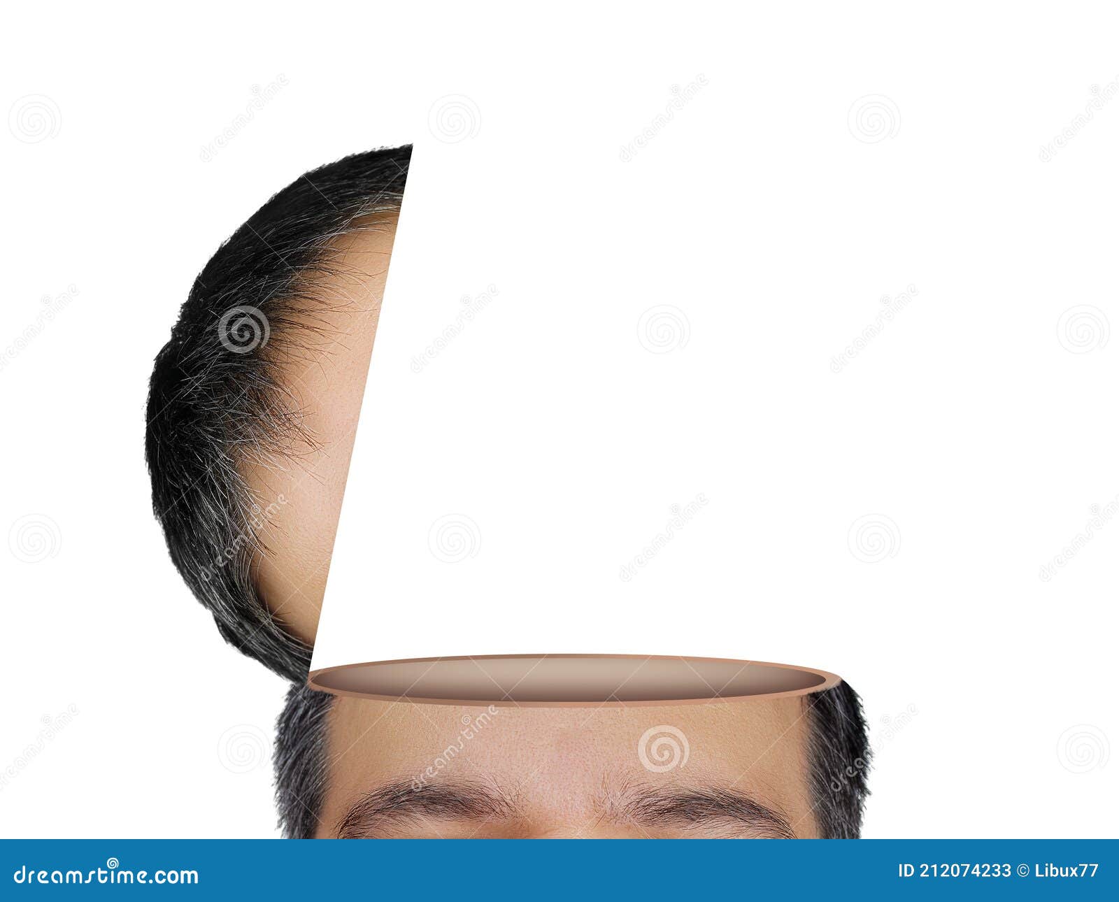 Portrait of a Man with Open Head Manipulation Surreal Image Solated on ...