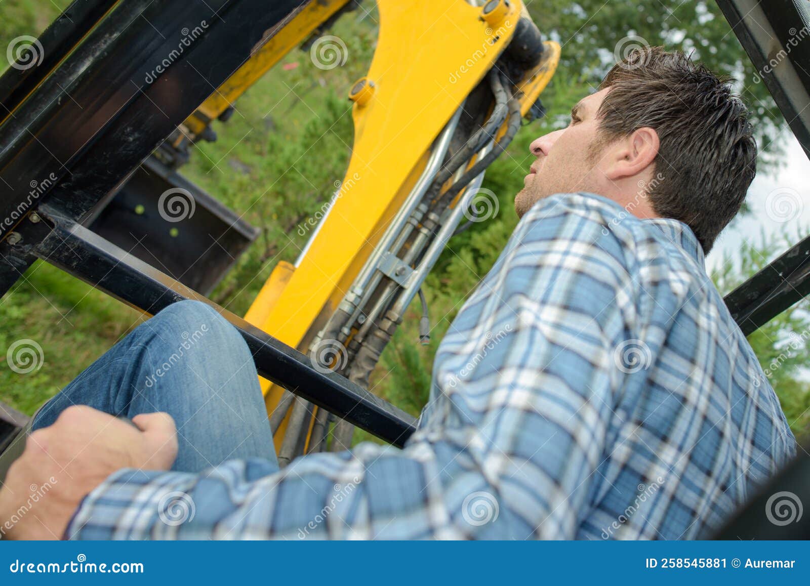 Portrait Man Operating Digger Stock Image - Image of work, remover ...