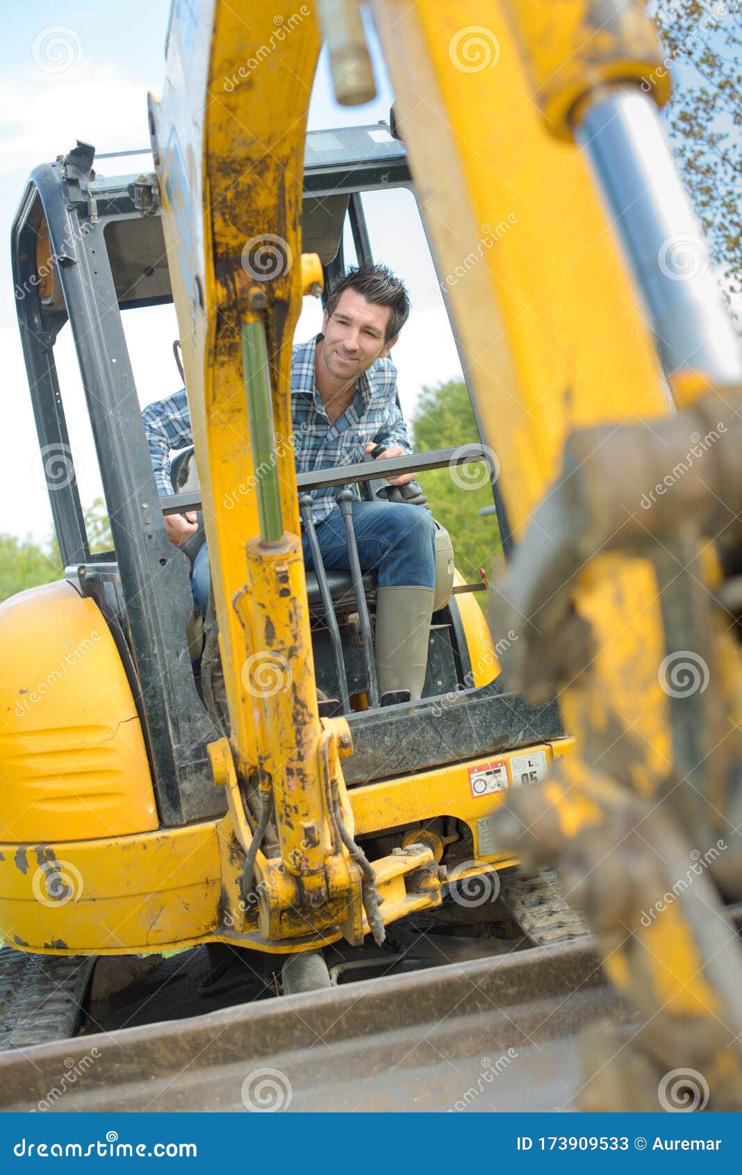 Portrait Man Operating Digger Stock Image - Image of tradesman, tool ...