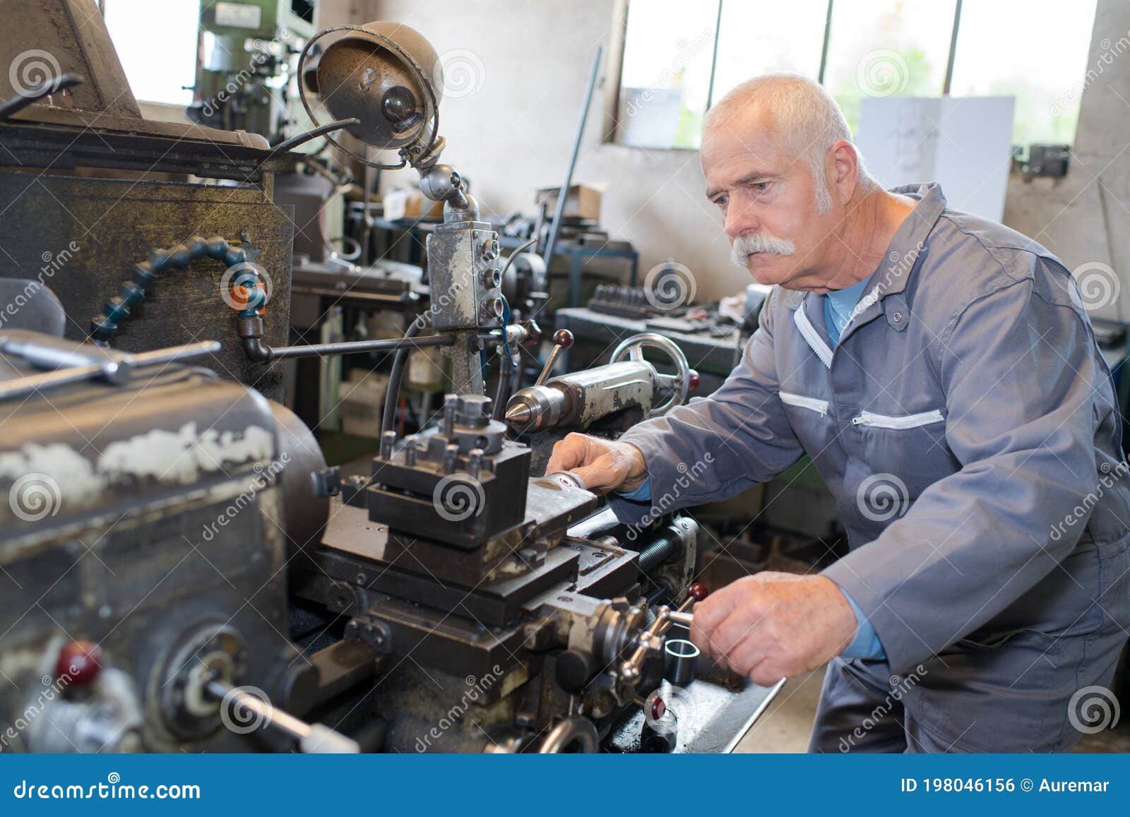 Portrait Man Operating Industrial Machine Stock Photo - Image of ...