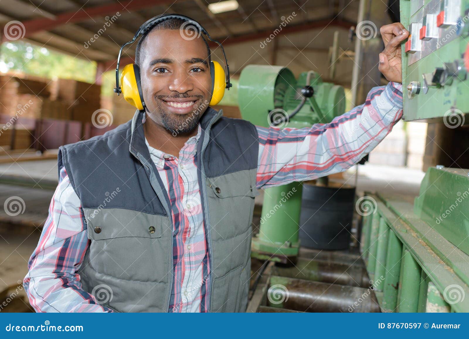Portrait Man Operating Industrial Machinery Stock Image - Image of ...