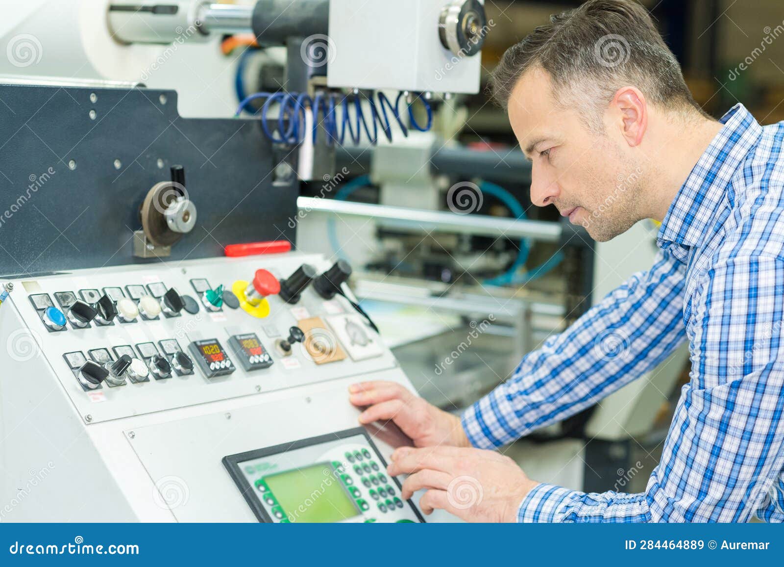 Portrait Man Operating Machine Stock Image - Image of hydraulic, press ...