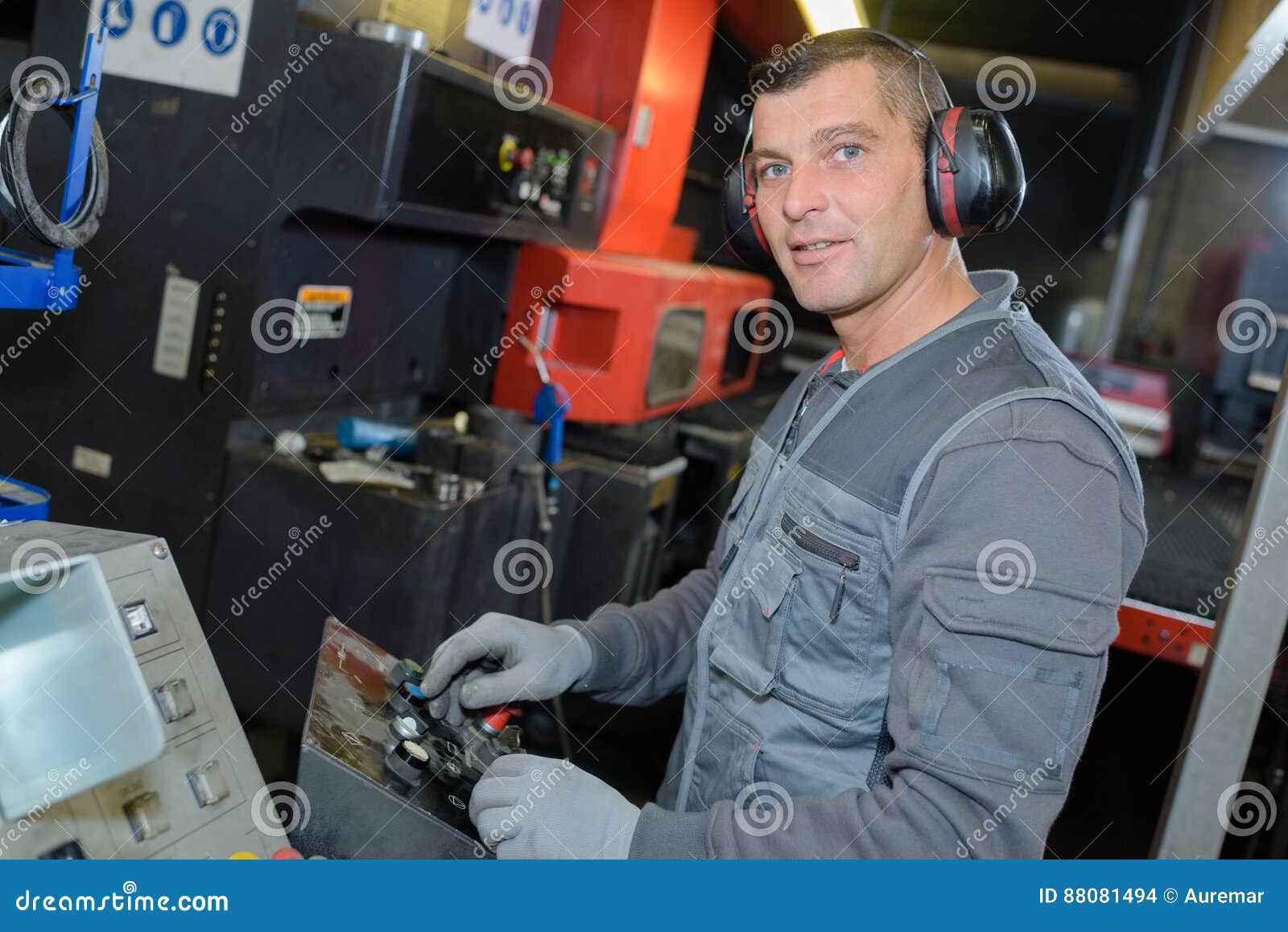 Portrait Man Operating Machinery Stock Photo - Image of portrait, work ...
