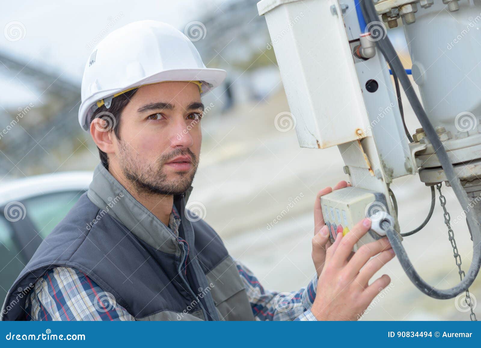 Portrait Man Operating Machinery on Construction Site Stock Photo ...