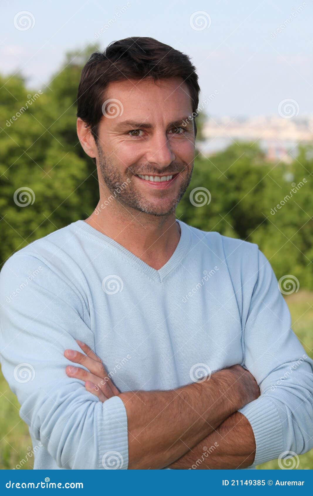 Portrait of a man outside stock image. Image of trees - 21149385