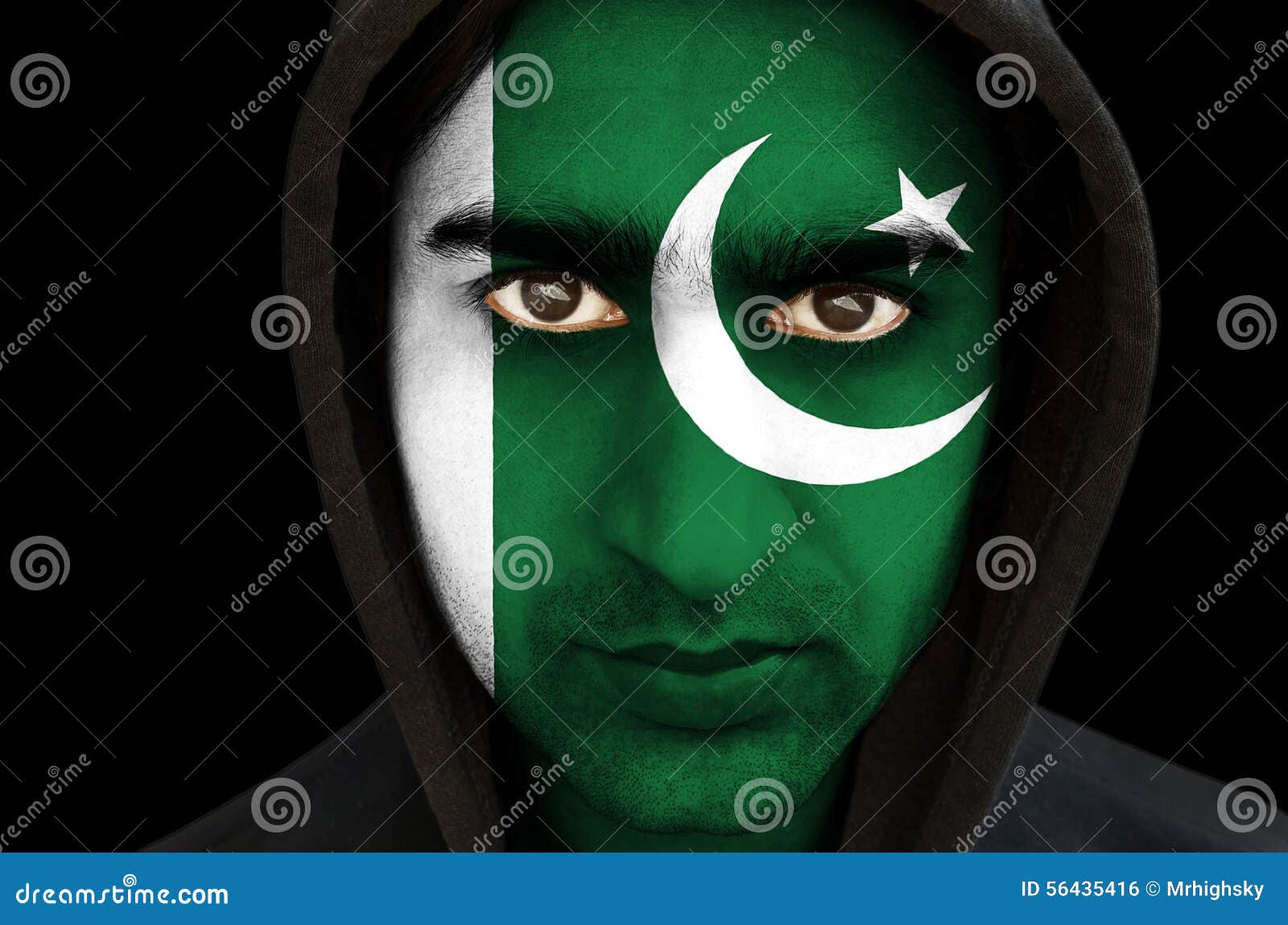 Portrait of a Man with Pakistani Flag Face Paint Stock Photo - Image of ...