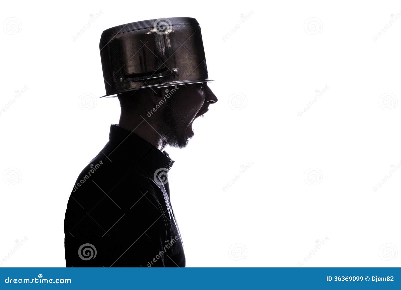 Portrait of a Man with Pan on His Head Stock Image - Image of unshaven ...