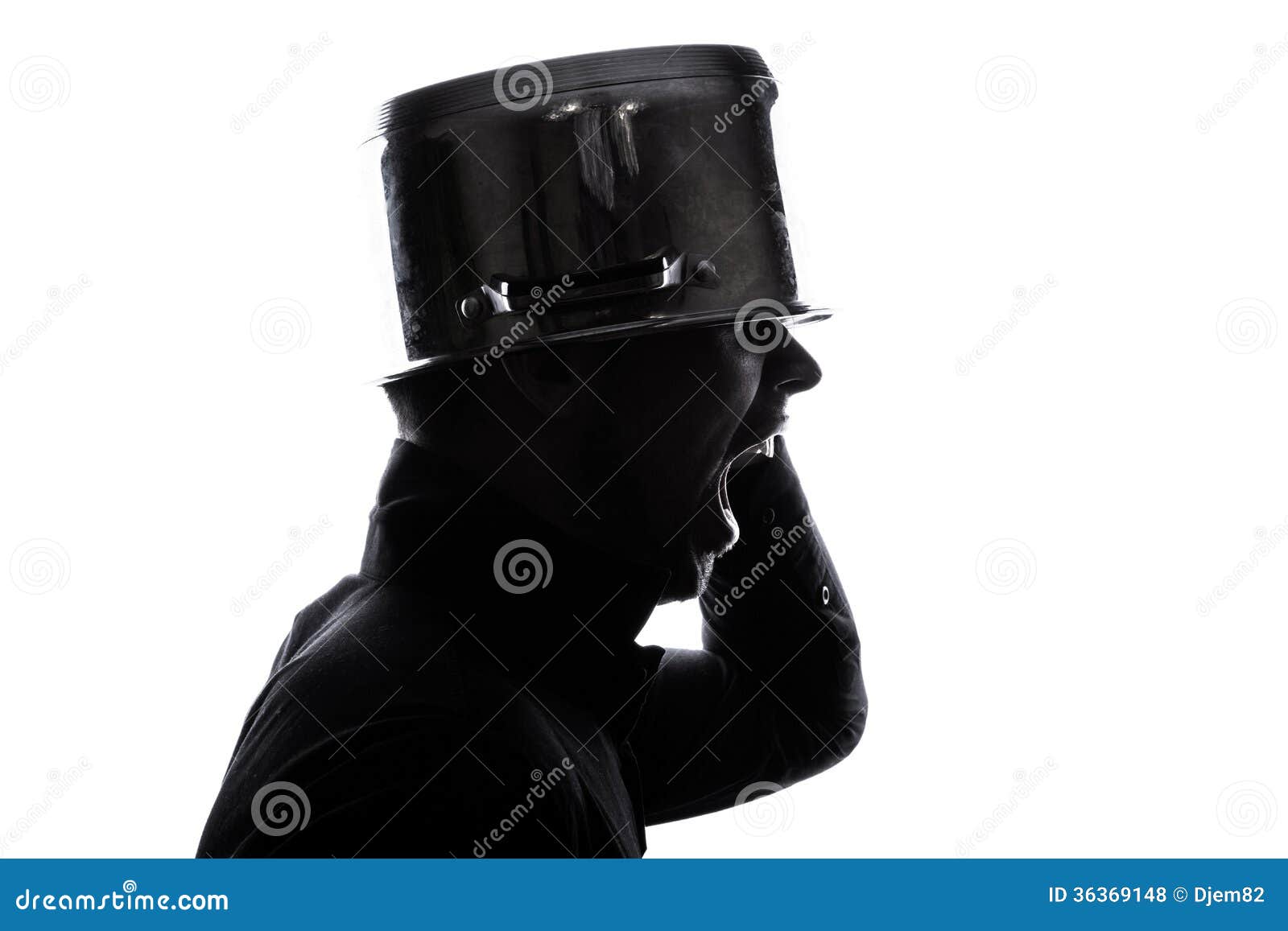 Portrait of a Man with Pan on His Head Stock Photo - Image of beard ...
