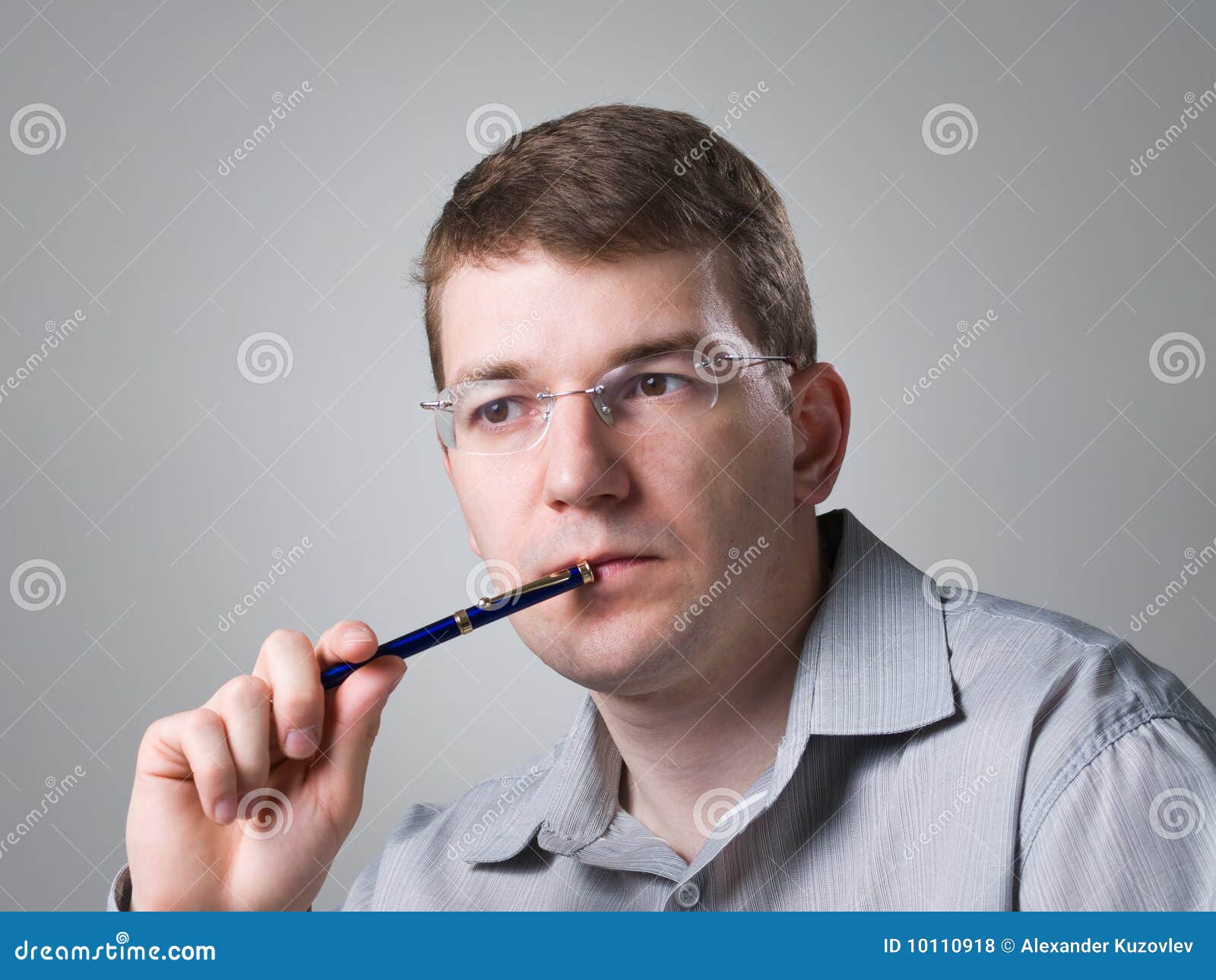 Portrait of man with pen stock photo. Image of businessman - 10110918