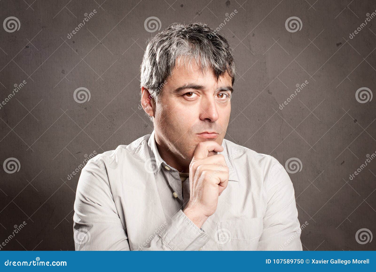 Man with Pensive Expression Stock Photo - Image of pensive, real: 107589750