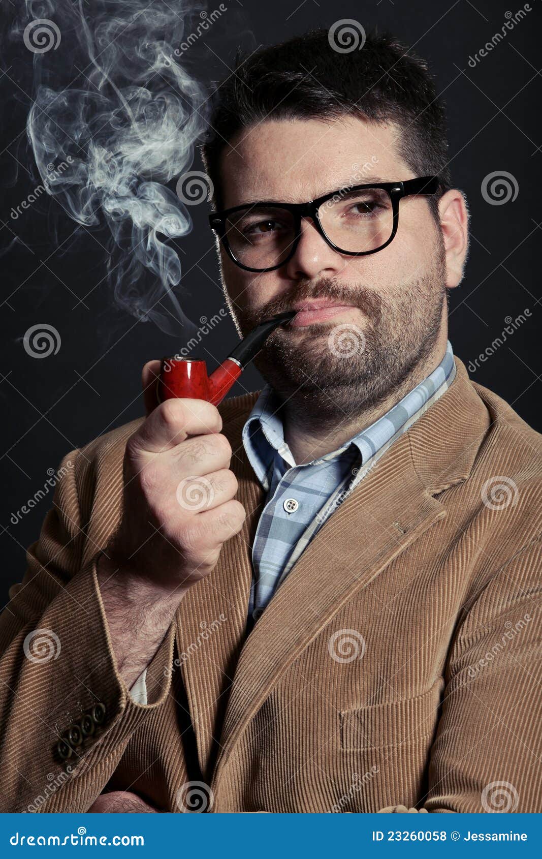Portrait of a Man with Pipe Stock Photo - Image of nerd, style: 23260058