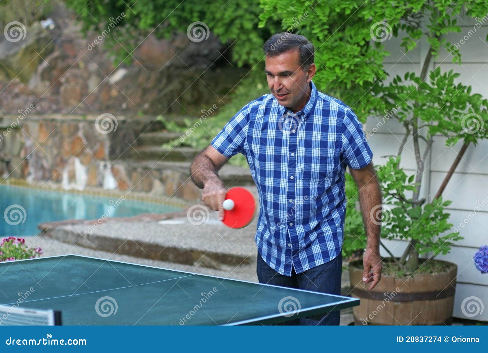 Portrait of a Man Playing Table Tennis Stock Photo - Image of racket ...