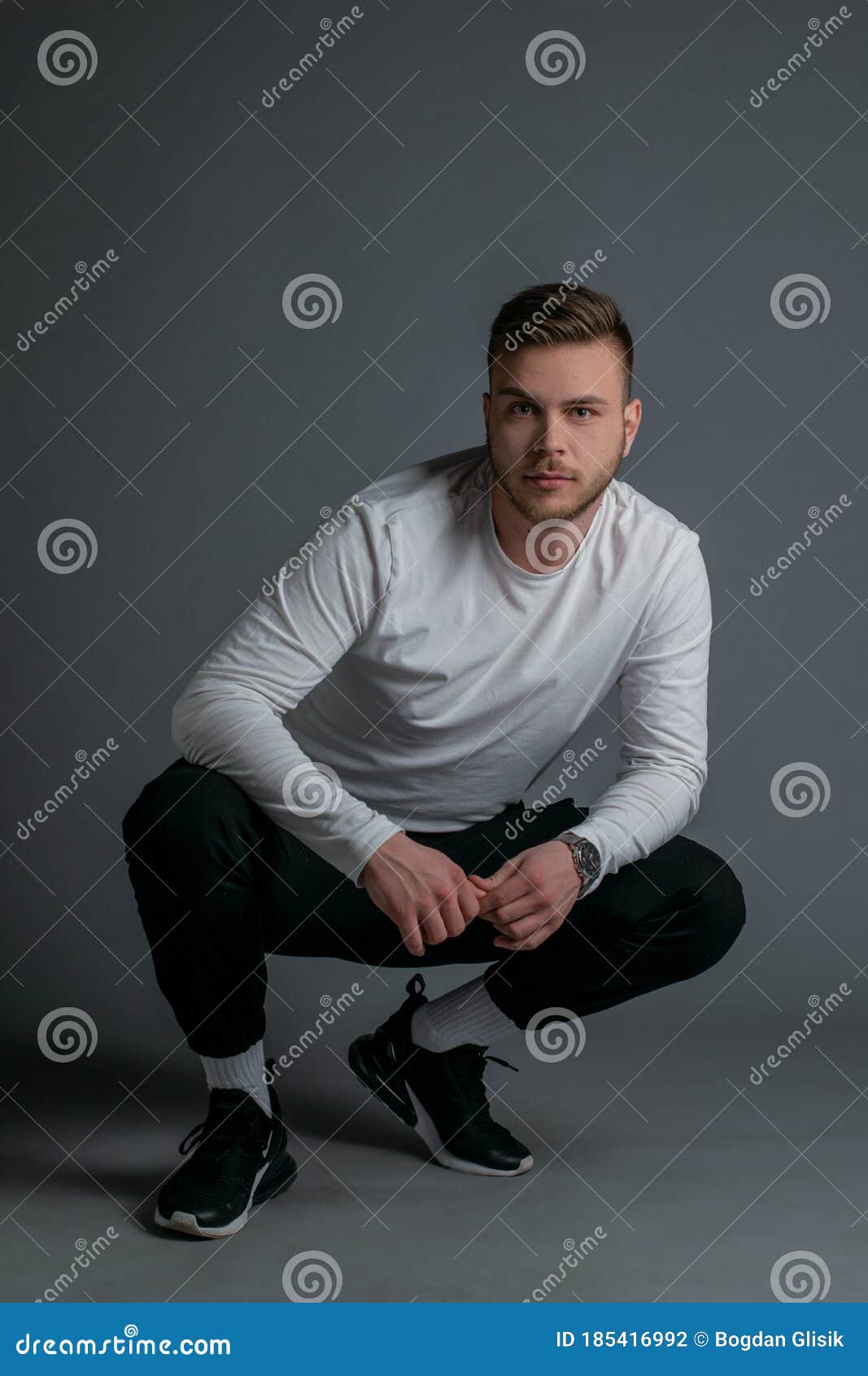 Man pising in studio. stock photo. Image of face, eyes - 185416992