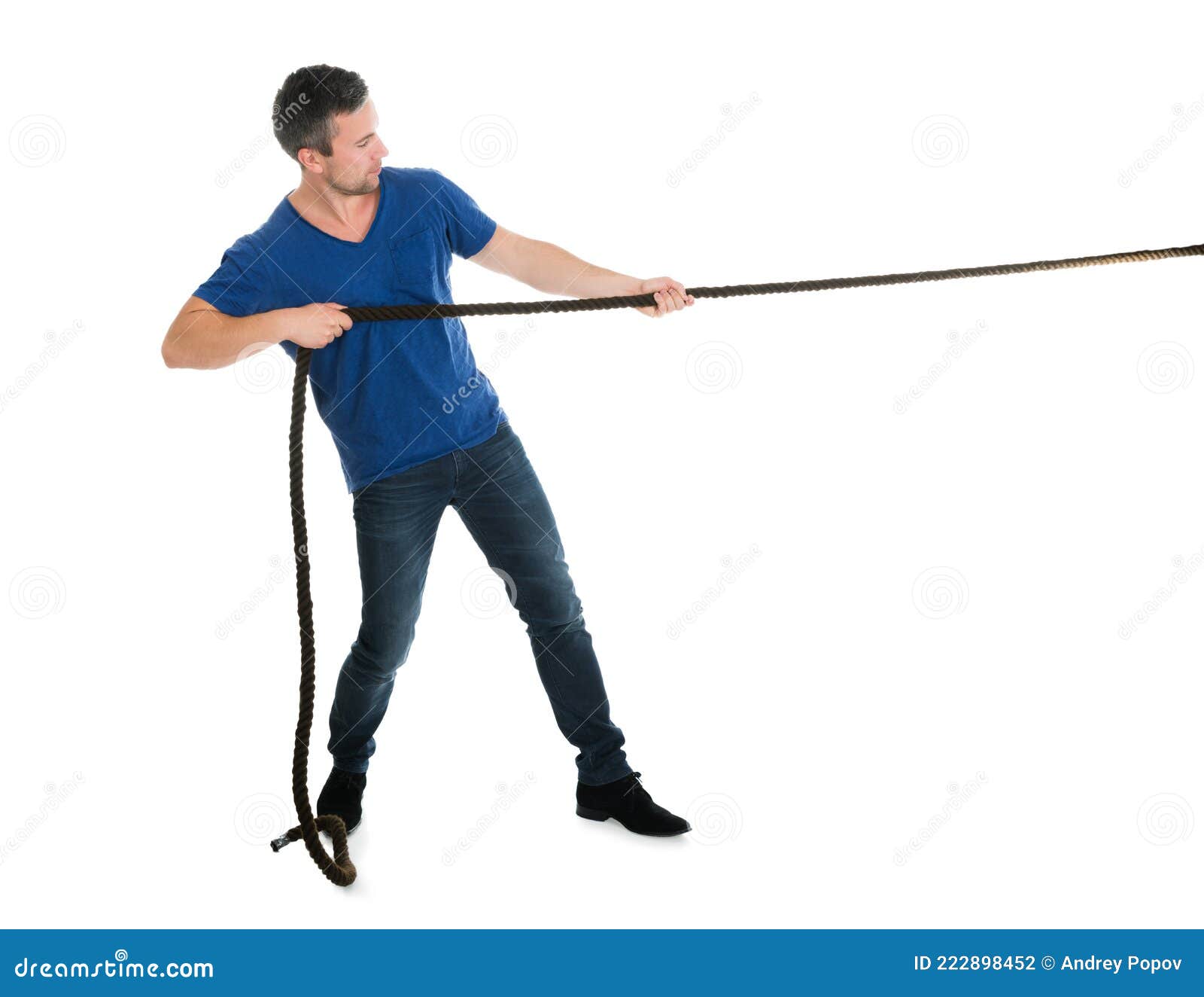 Portrait of a Man Pulling Rope Stock Photo - Image of people, activity ...