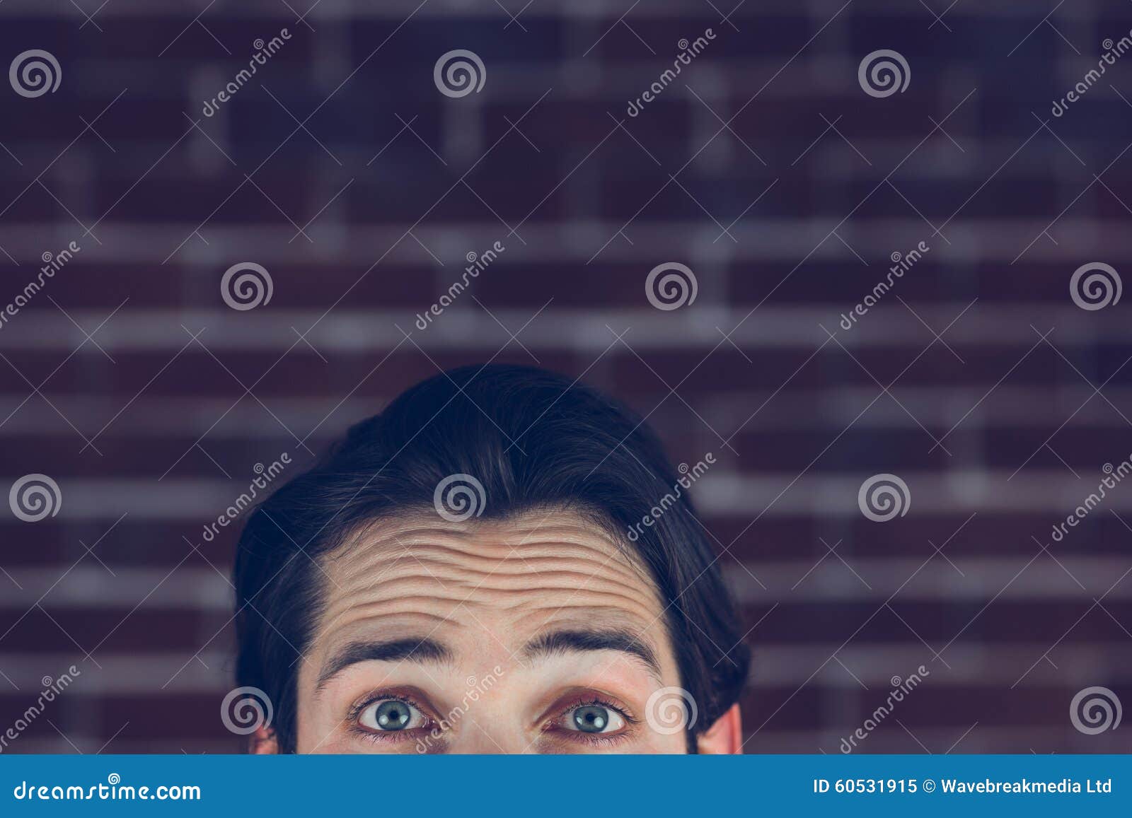 Portrait of Man with Raised Eyebrows Stock Image - Image of shocked ...