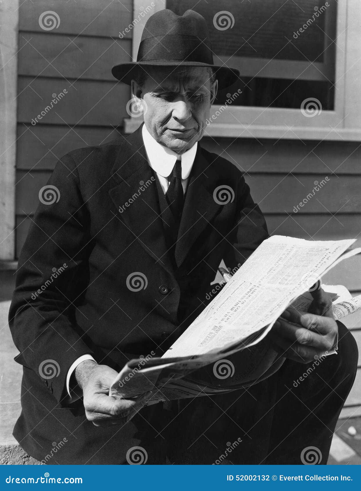Portrait of Man Reading Newspaper Stock Photo - Image of camera, bygone ...