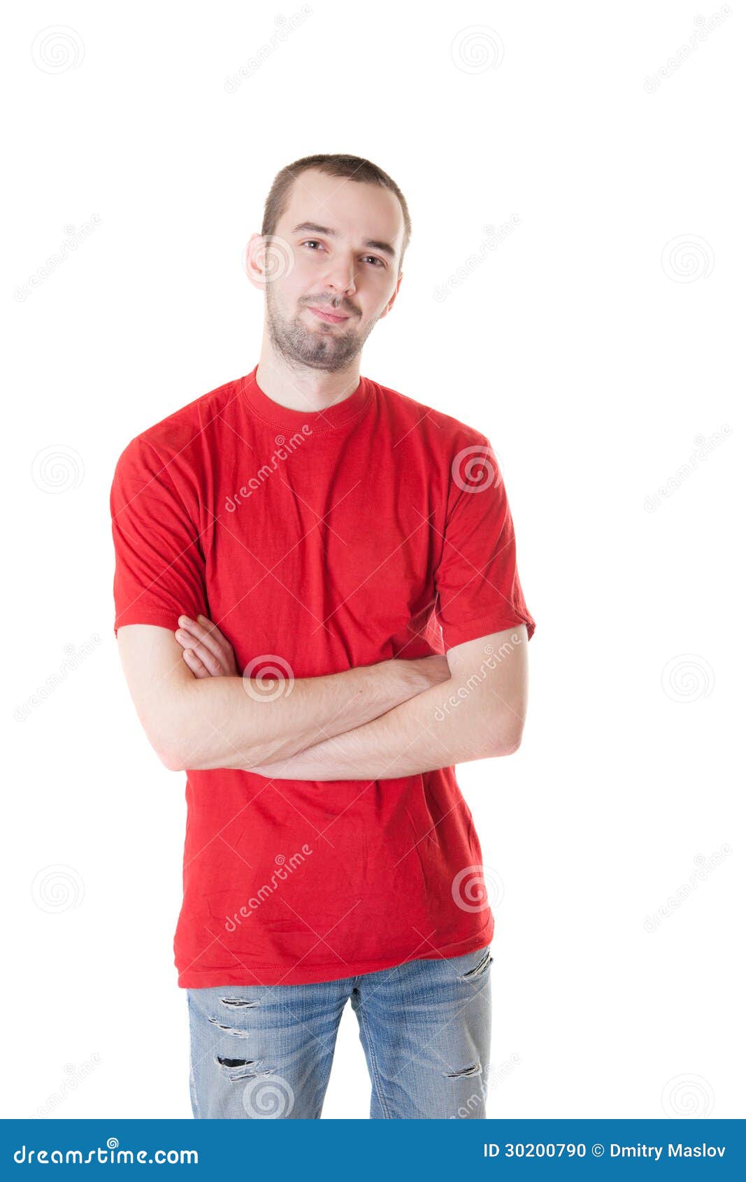 Man in a red shirt stock photo. Image of white, portrait - 30200790