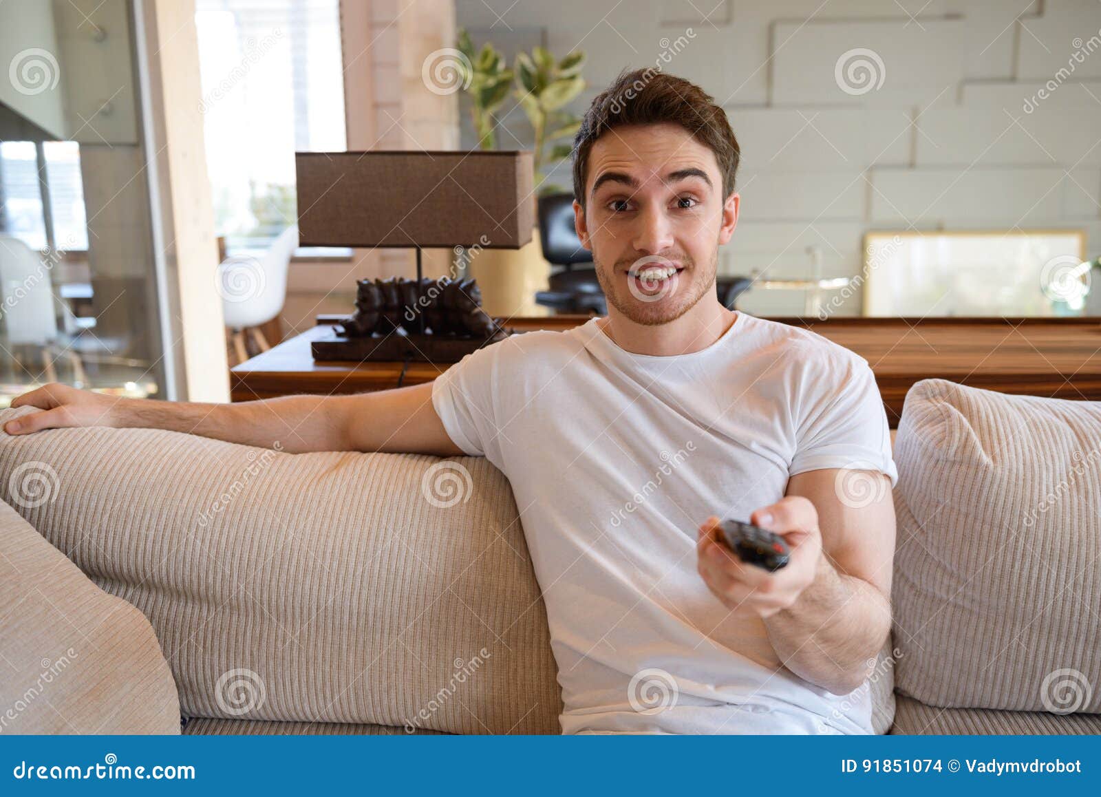 Portrait Man with Remote Controller Stock Photo - Image of leisure ...