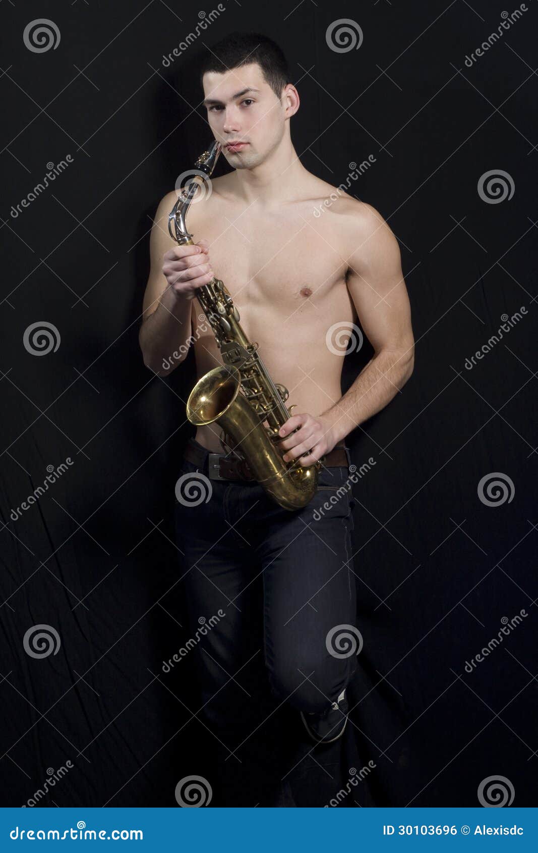 Men with saxophone stock photo. Image of portrait, jazzy - 30103696