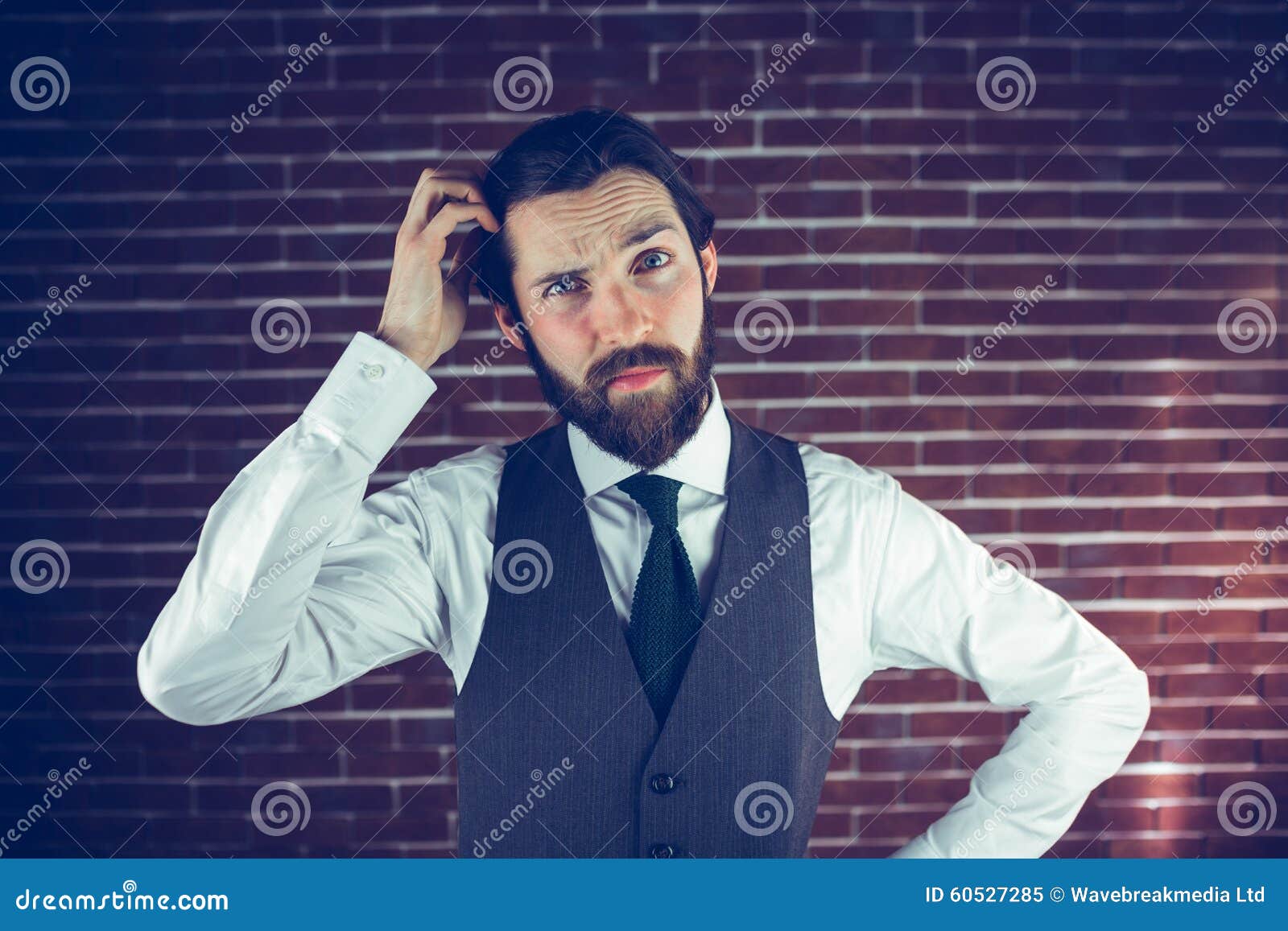 Portrait of Man Scratching Head Stock Image - Image of confusion, male ...