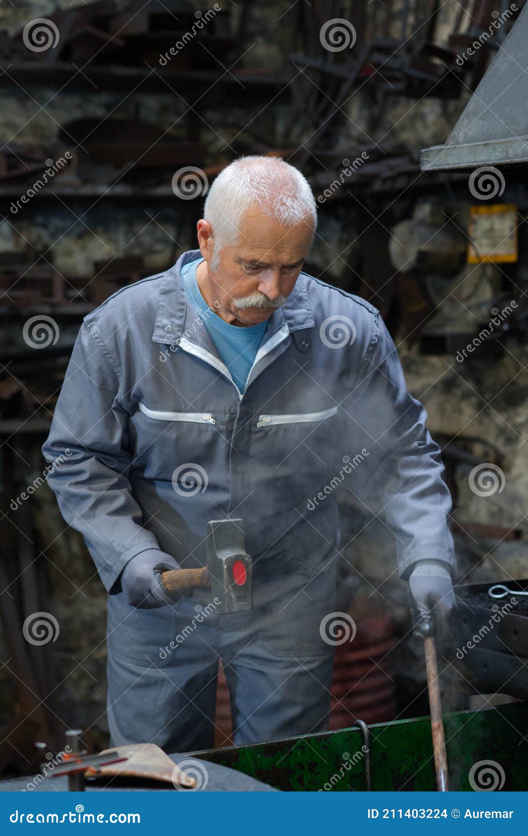 Portrait Man Senior Blacksmith Stock Photo - Image of industrial, shop ...