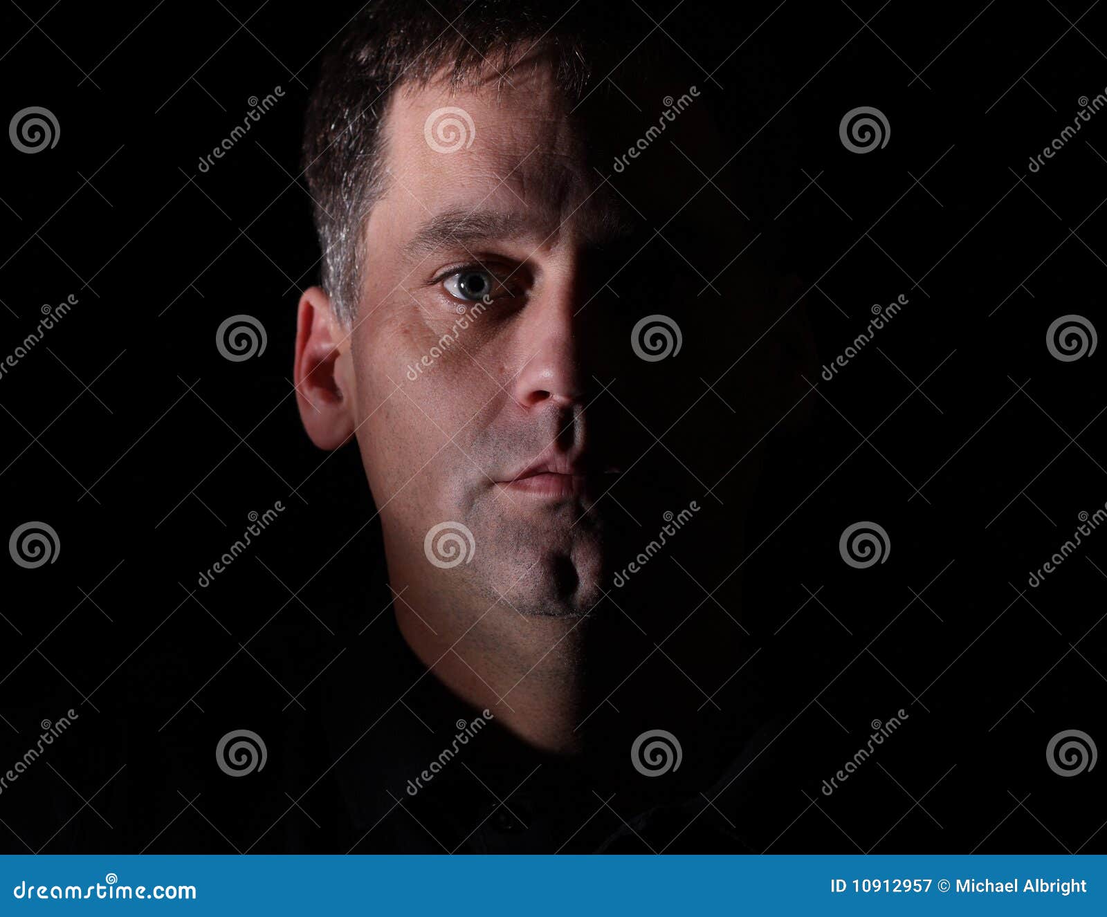 Portrait of Man with Serious Look Stock Image - Image of bipolar ...