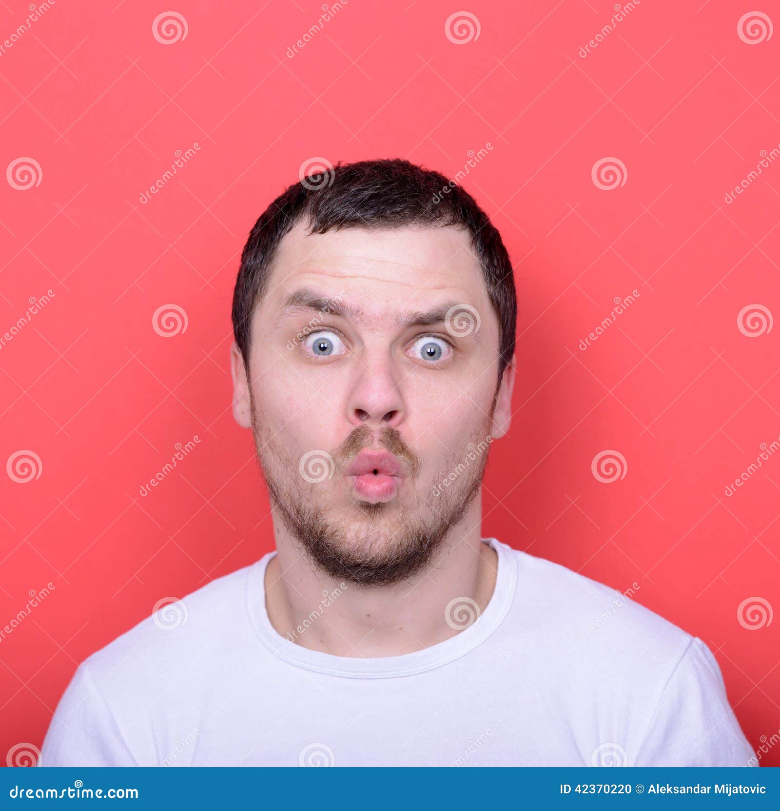 Portrait of Man with Shock Gesture Stock Photo - Image of amazed ...