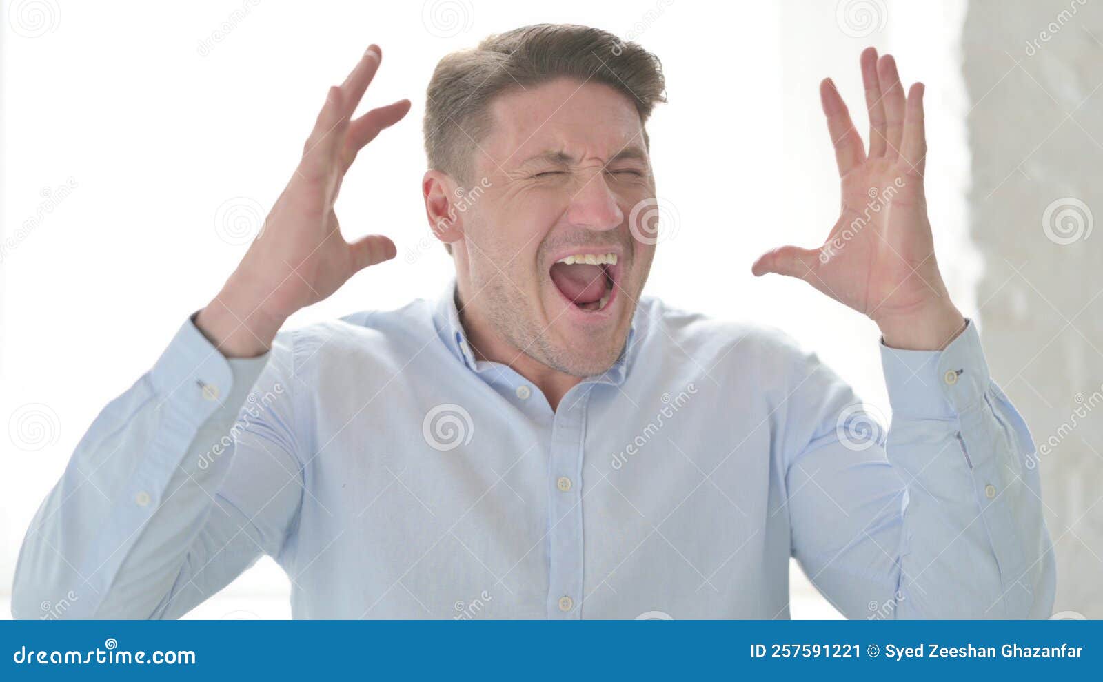 Portrait of Man Shouting and Screaming Stock Image - Image of tired ...