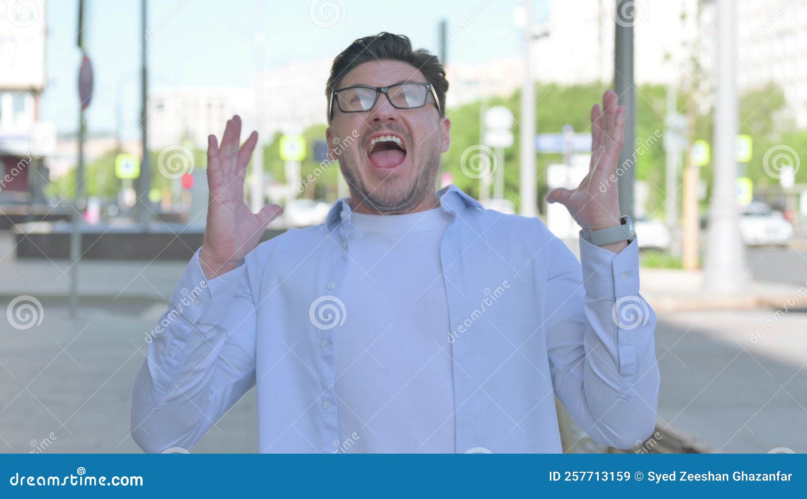 Portrait of Man Shouting and Screaming Outdoor Stock Image - Image of ...