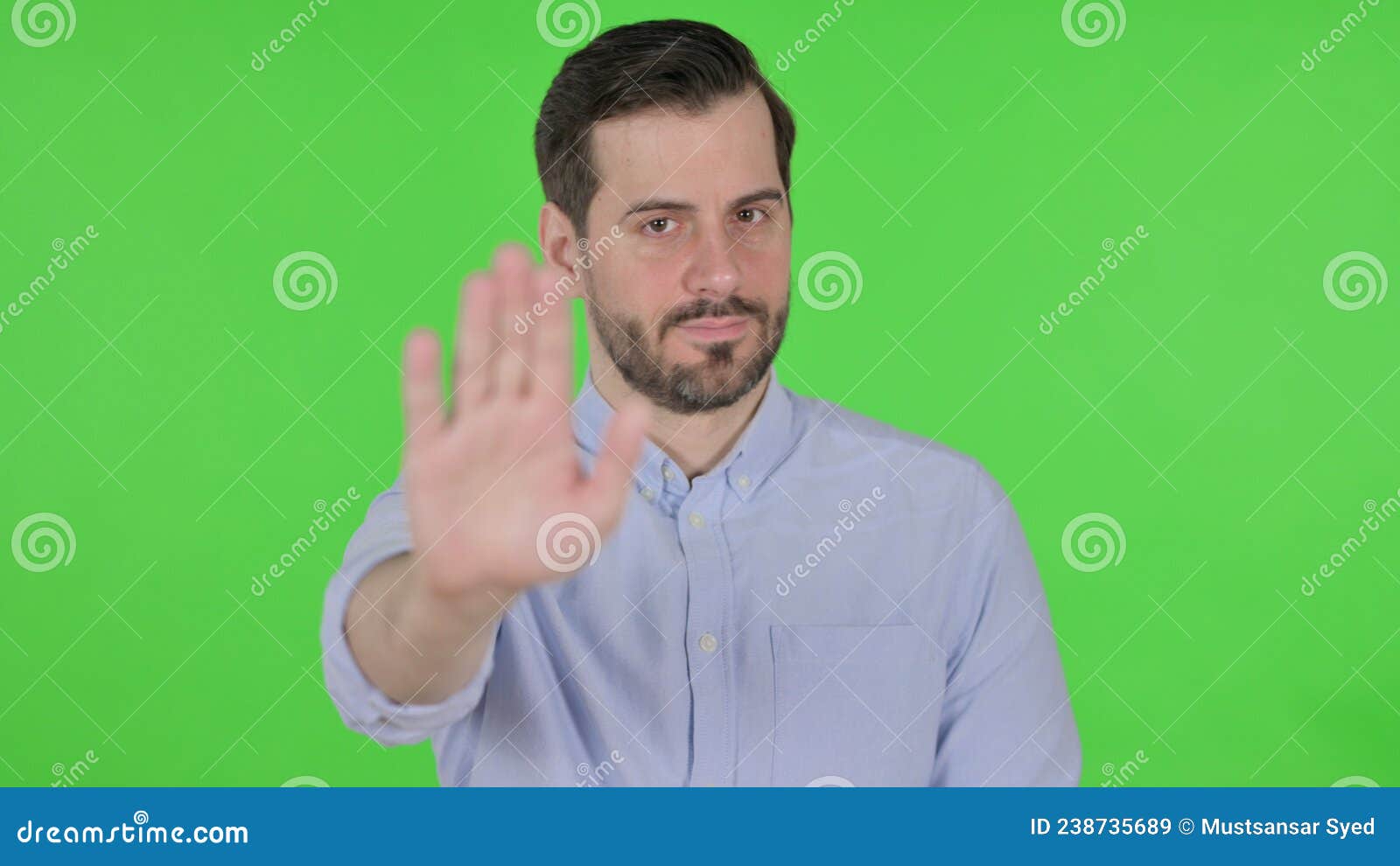 Portrait of Man Showing Stop by Hand, Green Screen Stock Image - Image ...