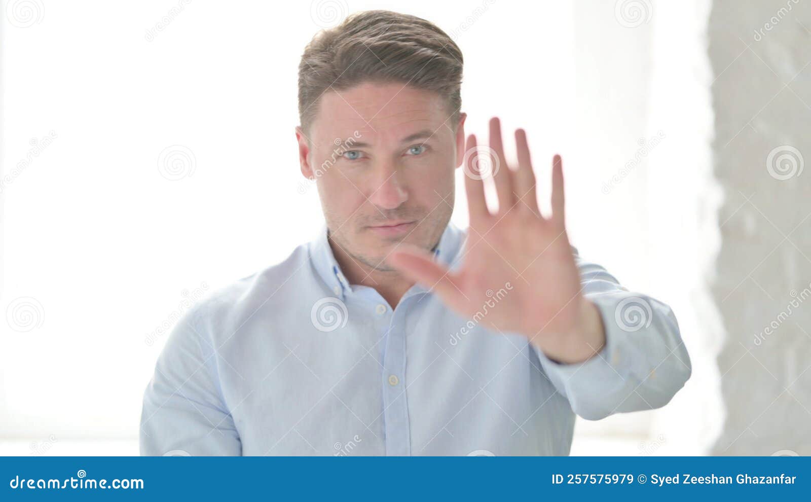 Portrait of Man Showing Stop Sign by Hand Stock Image - Image of ...