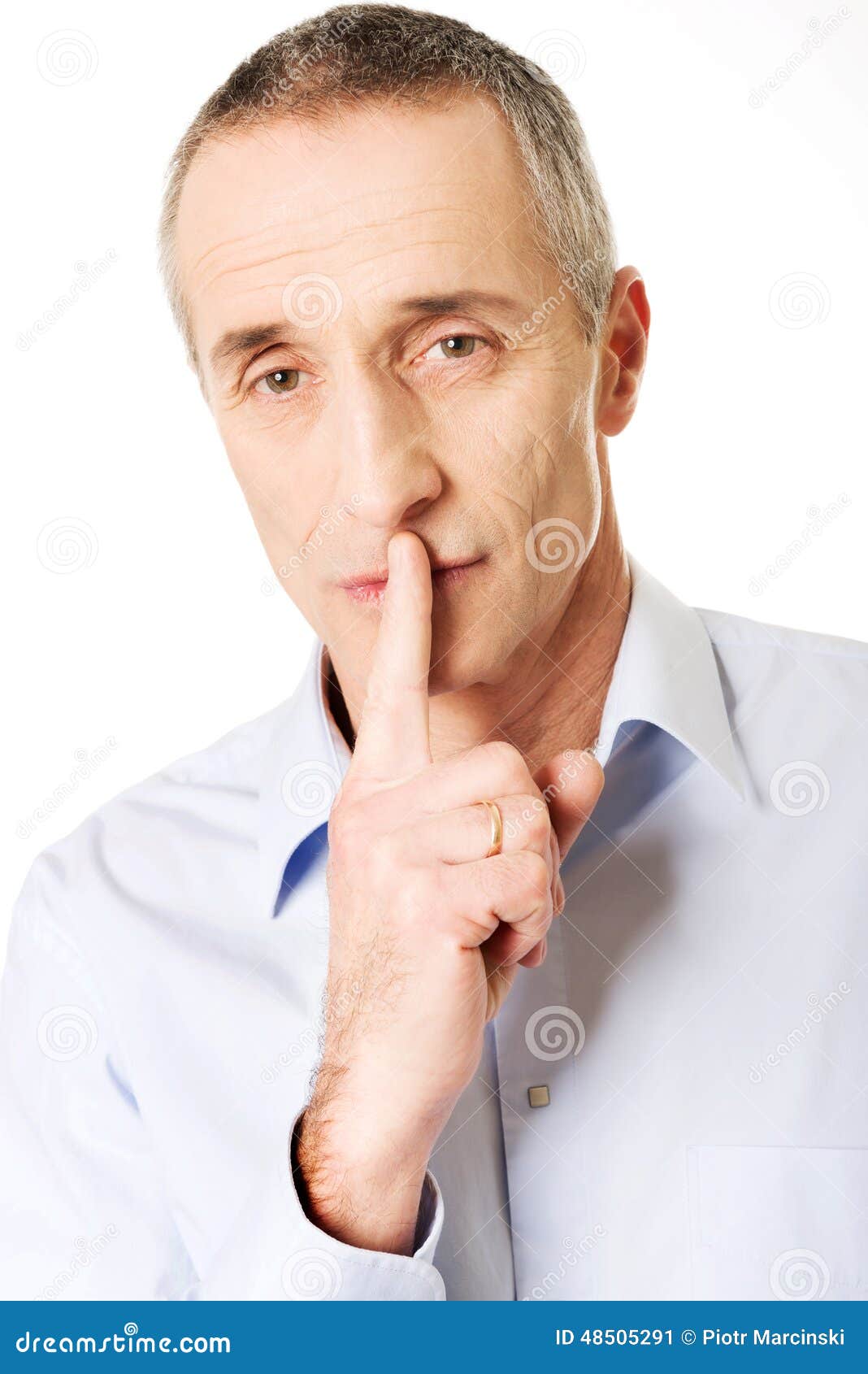Portrait of a Man with Silent Gesture Stock Image - Image of hand ...