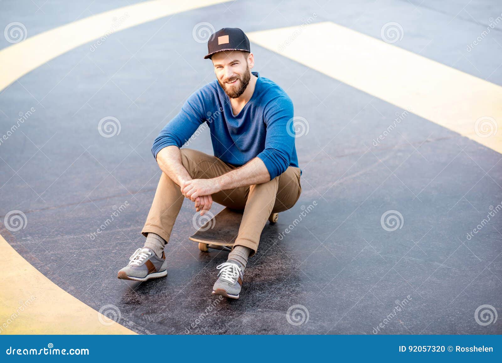 Portrait of a Man with Skateboard Stock Photo - Image of street ...