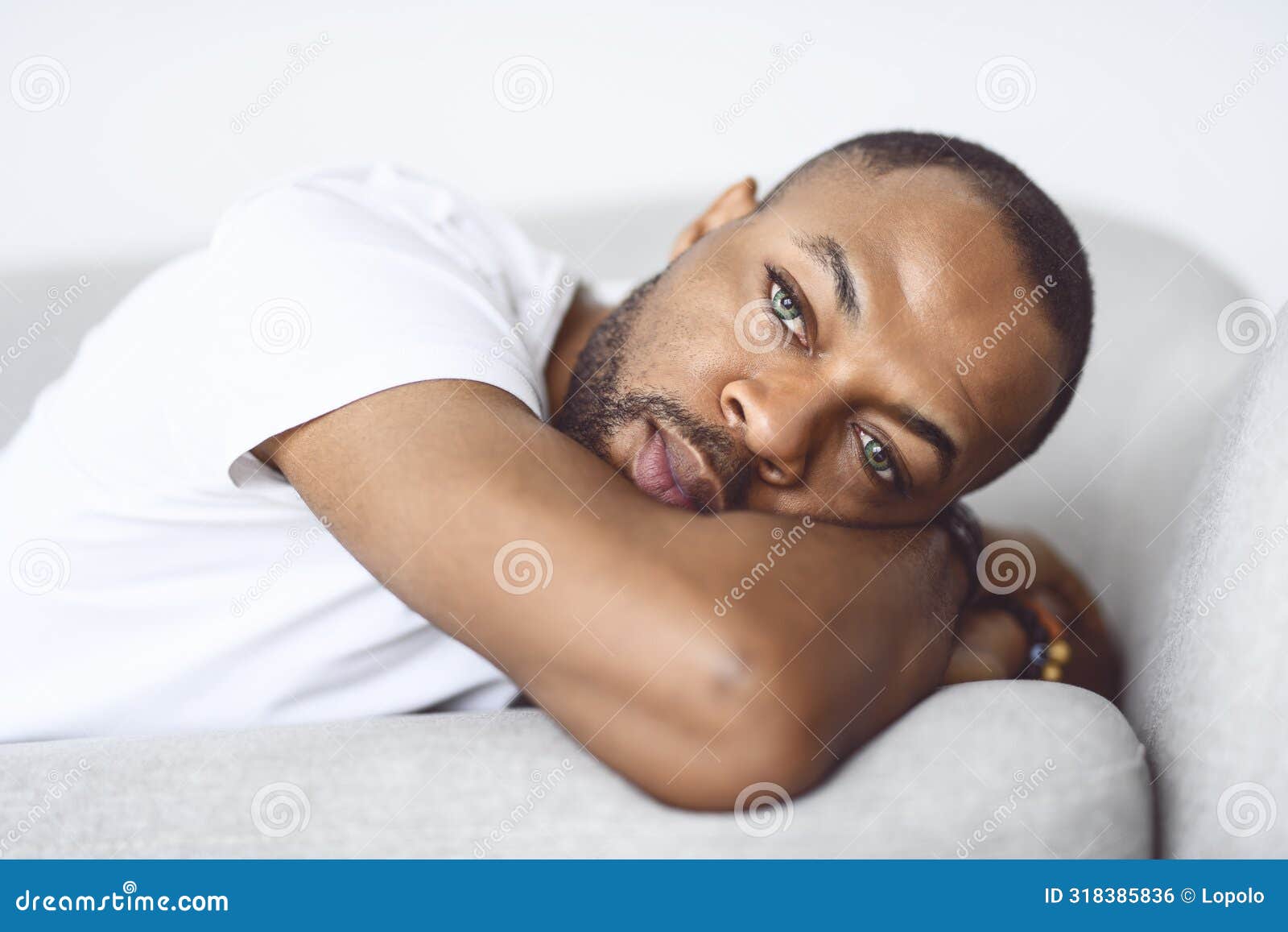 Portrait of a Man on Sofa at Home Stock Photo - Image of house ...