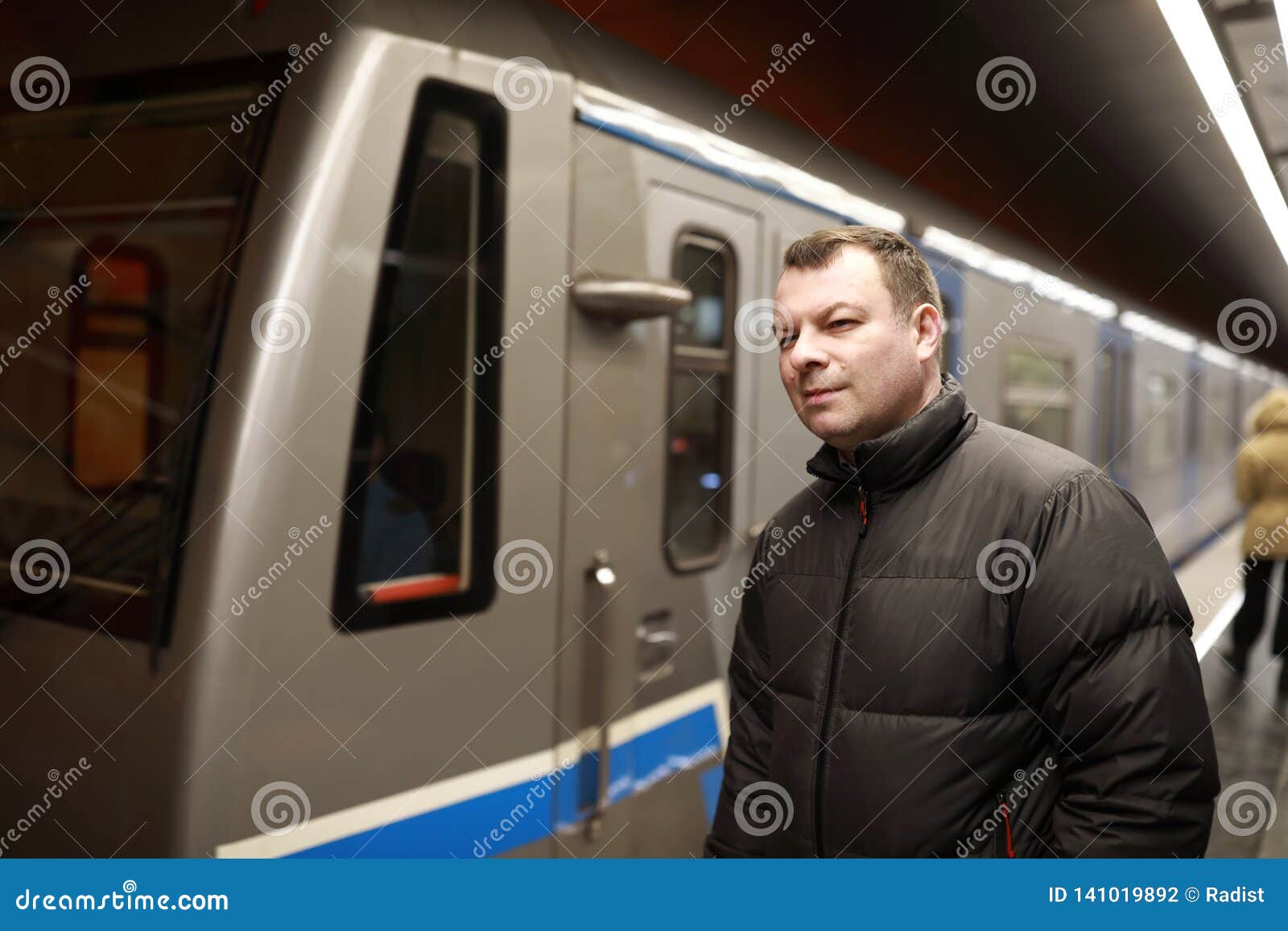 Man Standing on Subway Platform Stock Photo - Image of passenger ...