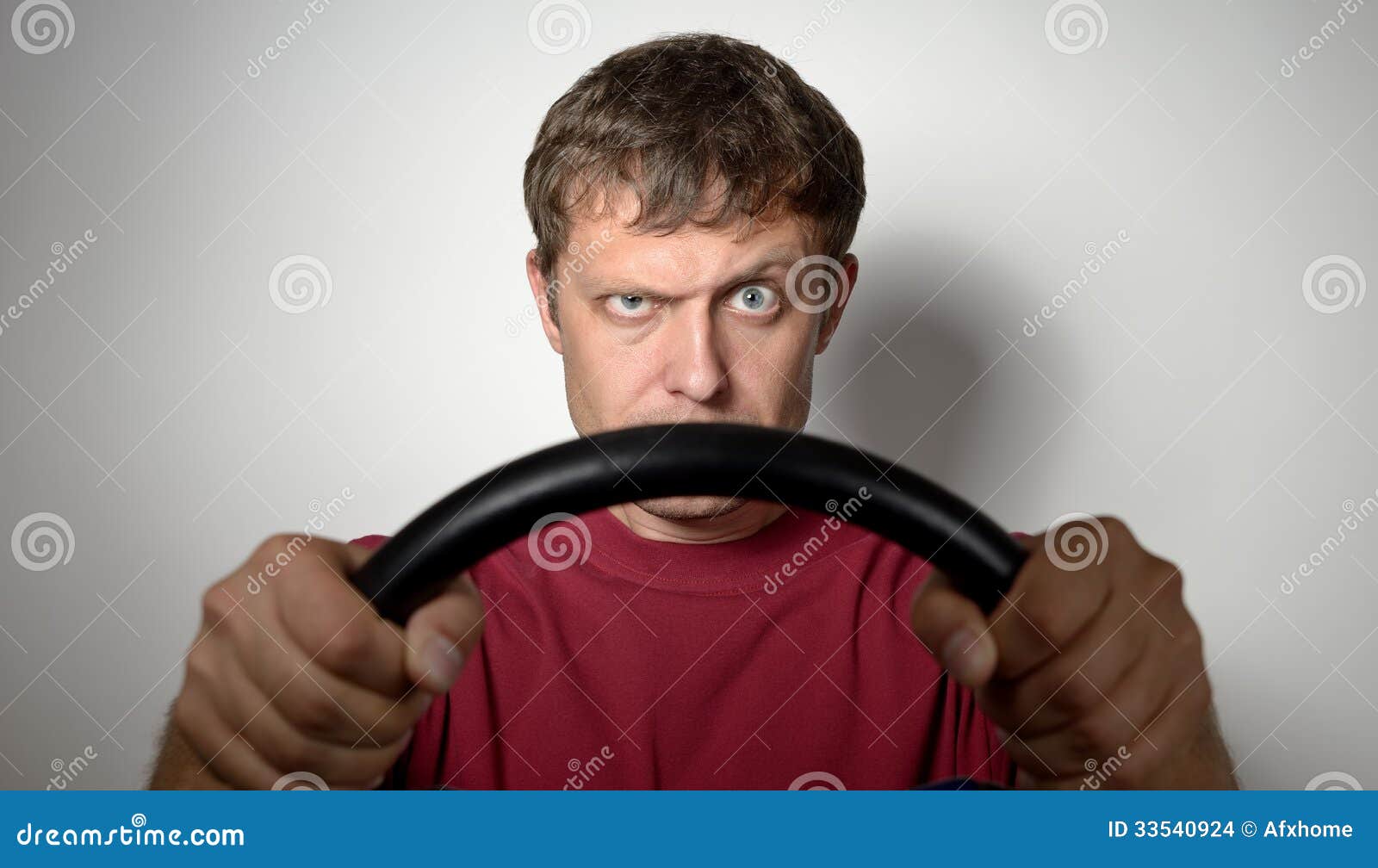 Portrait of a Man with a Steering Wheel Stock Photo - Image of route ...