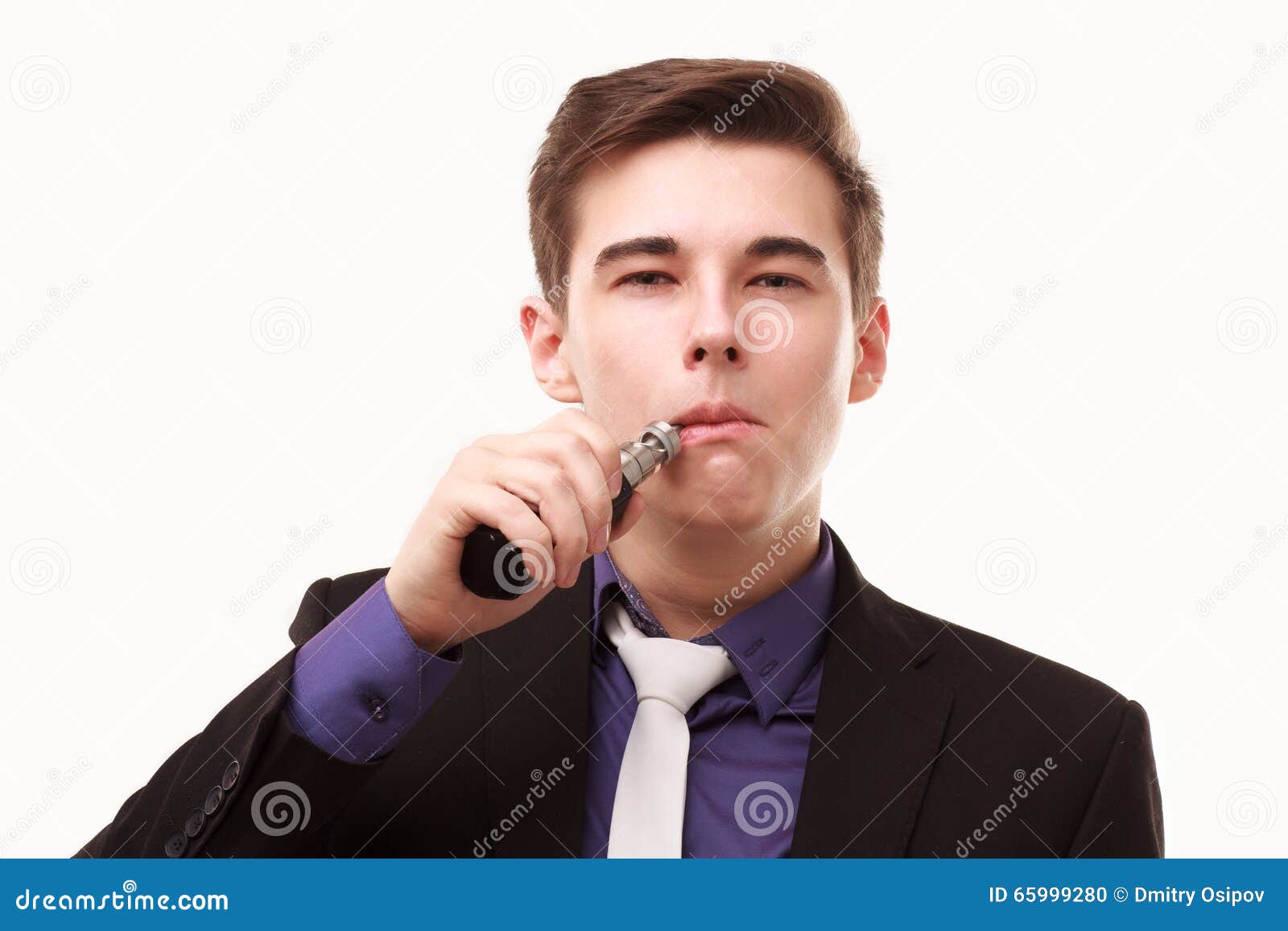 Portrait of a Man in Suit Smoking an E-cigarette Stock Photo - Image of ...