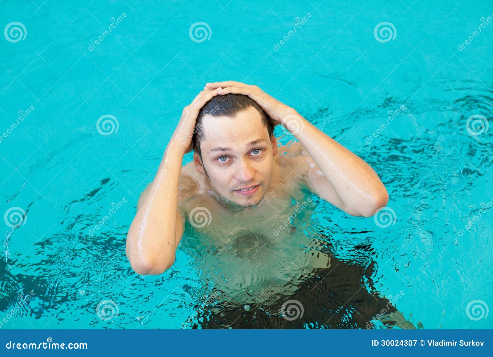 Portrait of a Man in a Pool Stock Image - Image of athlete, portrait ...