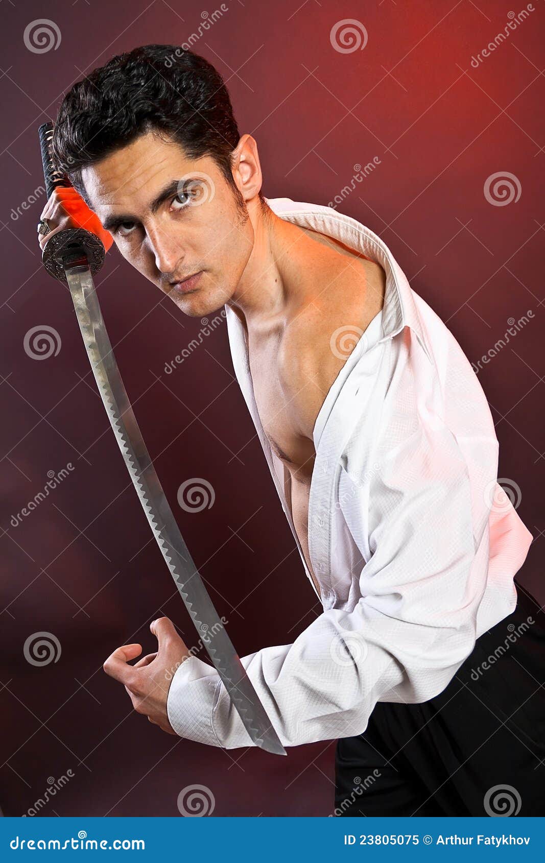 Portrait of Man with Sword. Stock Image - Image of shirt, contemplative ...