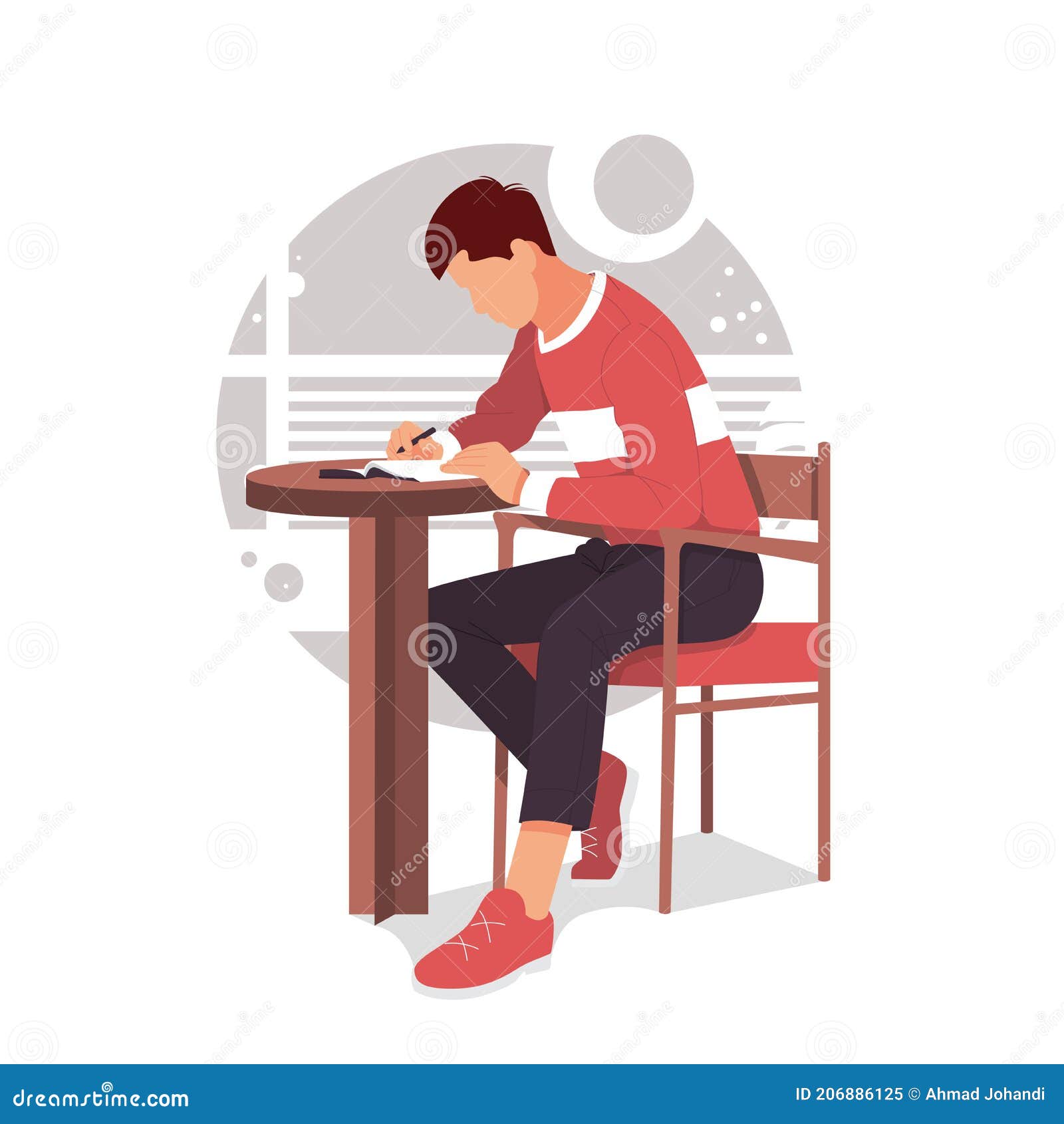 Portrait of Man Taking Notes Vector Illustration Stock Vector ...