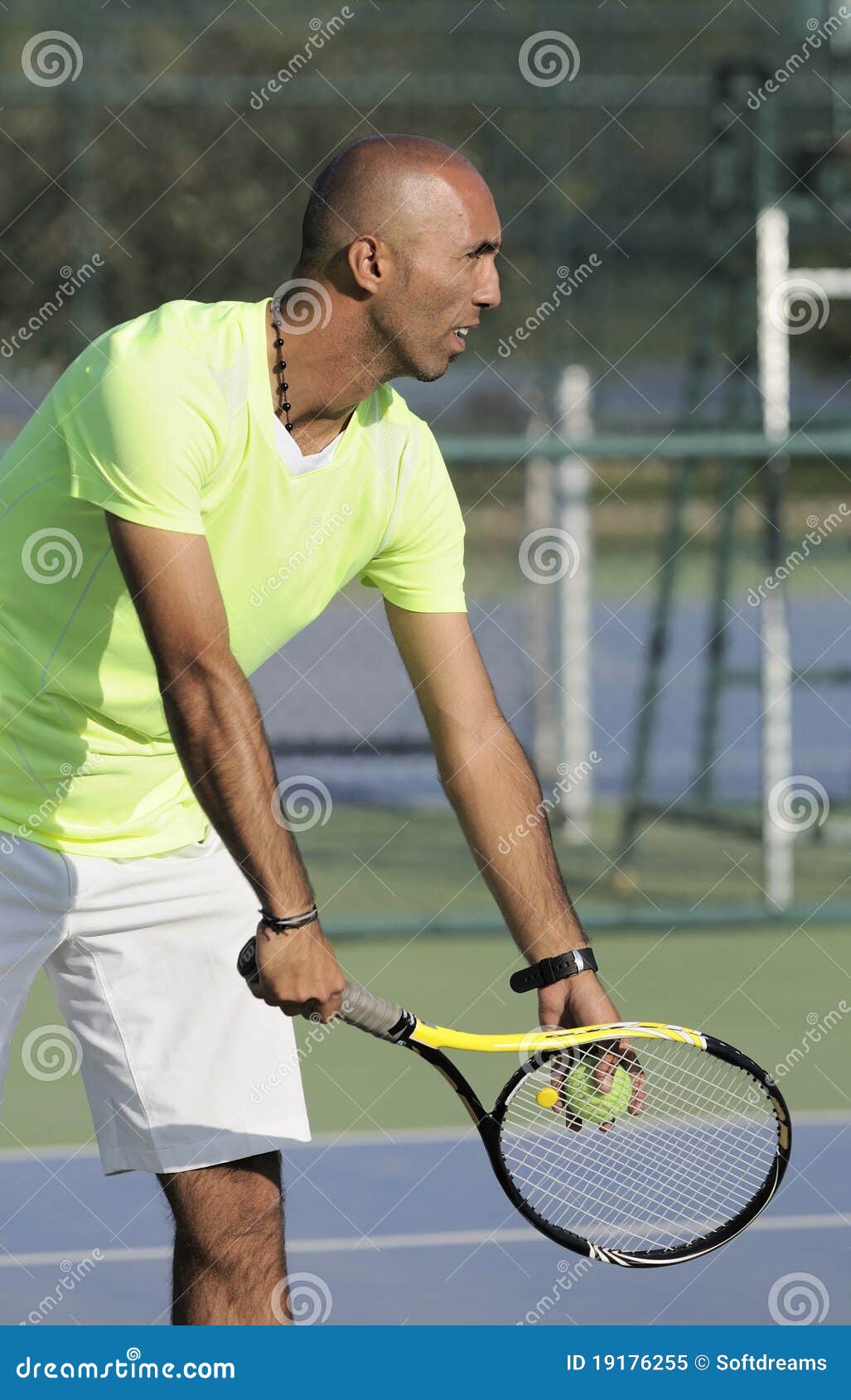 Portrait of a Man with Tennis Racket Stock Image - Image of health ...