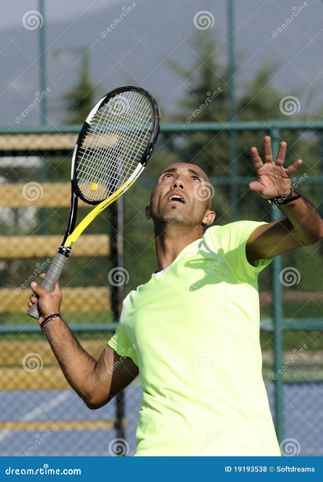 Portrait of a Man with Tennis Racket Stock Photo - Image of ...