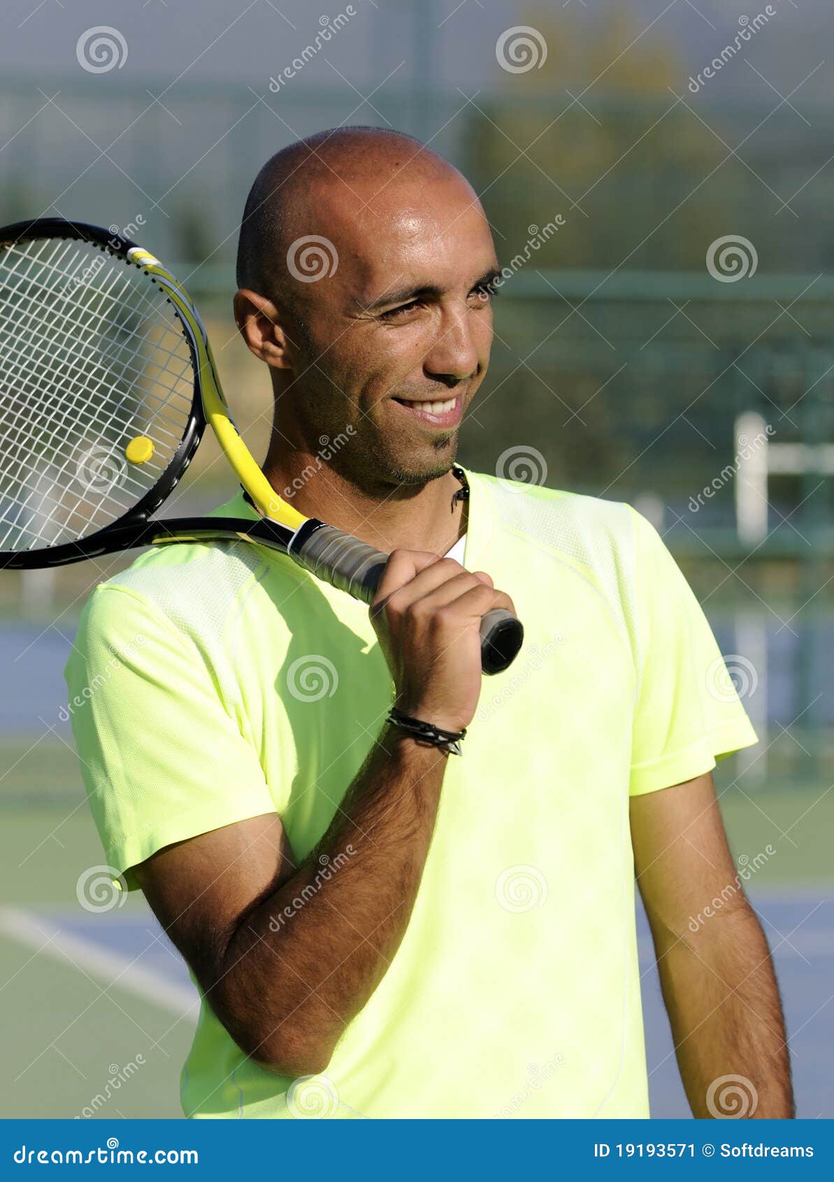 Portrait of a Man with Tennis Racket Stock Image - Image of dude, close ...