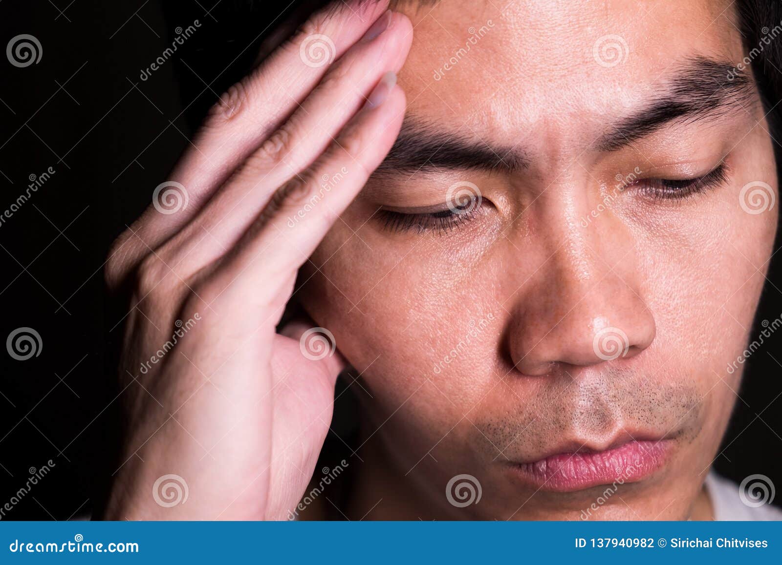 A Portrait of a Man is Thinking about His Work. Thinking Represent of ...