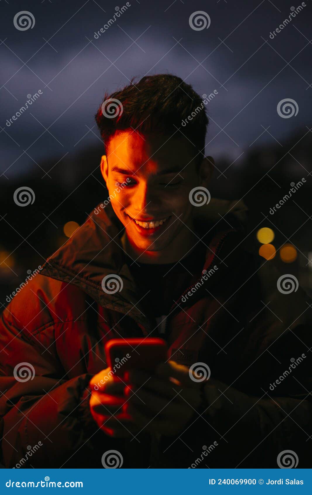Portrait of a Man Under a Red Light Stock Photo - Image of lifestyle ...