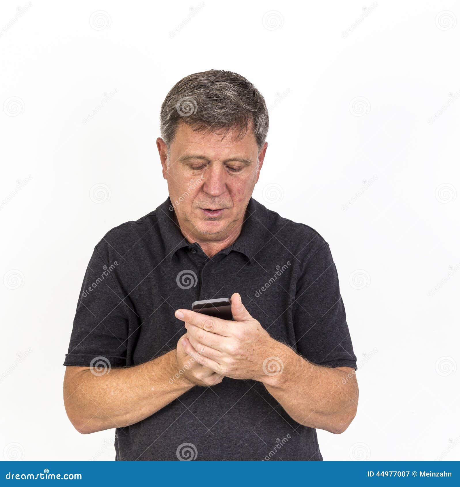 Portrait of Man Using on Cell Phone Stock Image - Image of senior ...