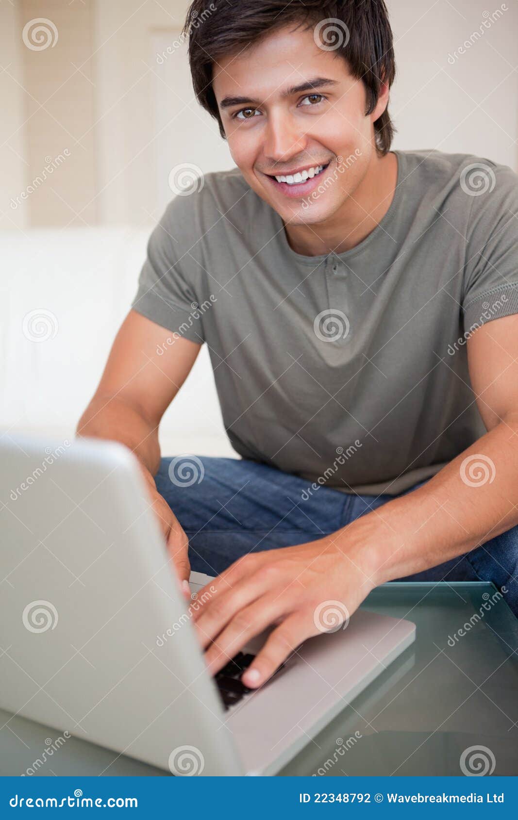 Portrait of a Man Using a Notebook Stock Photo - Image of modern, room ...